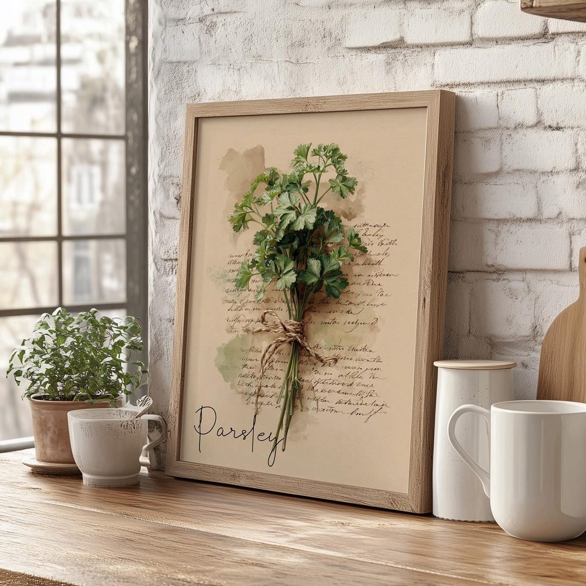 Parsley Botanical Typography Cottagecore Herb Kitchen Farmhouse Country ...