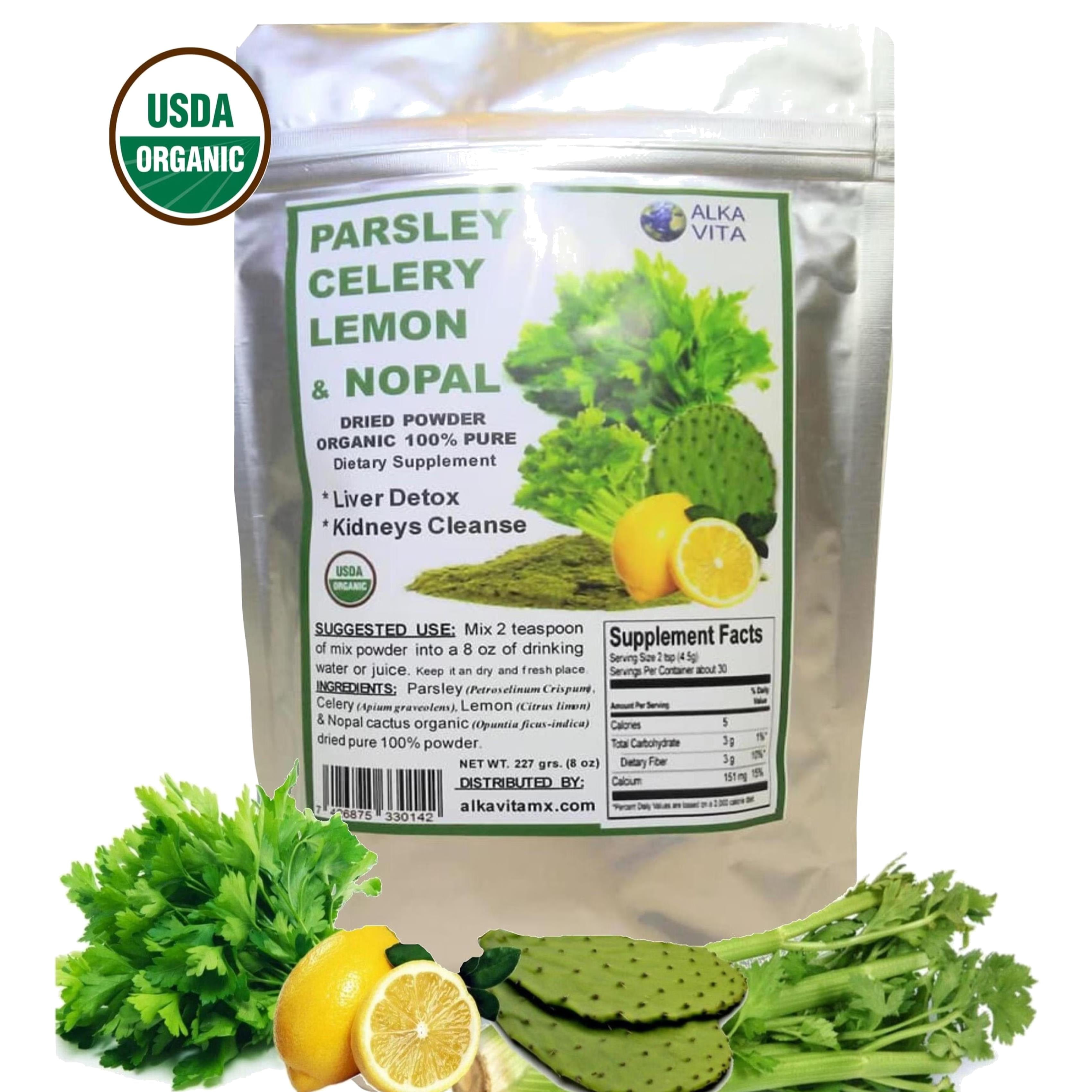 Parsley Nopal Celery & Lemon Organic Pure Dried Powder 1/2 L.b. By ALKA ...