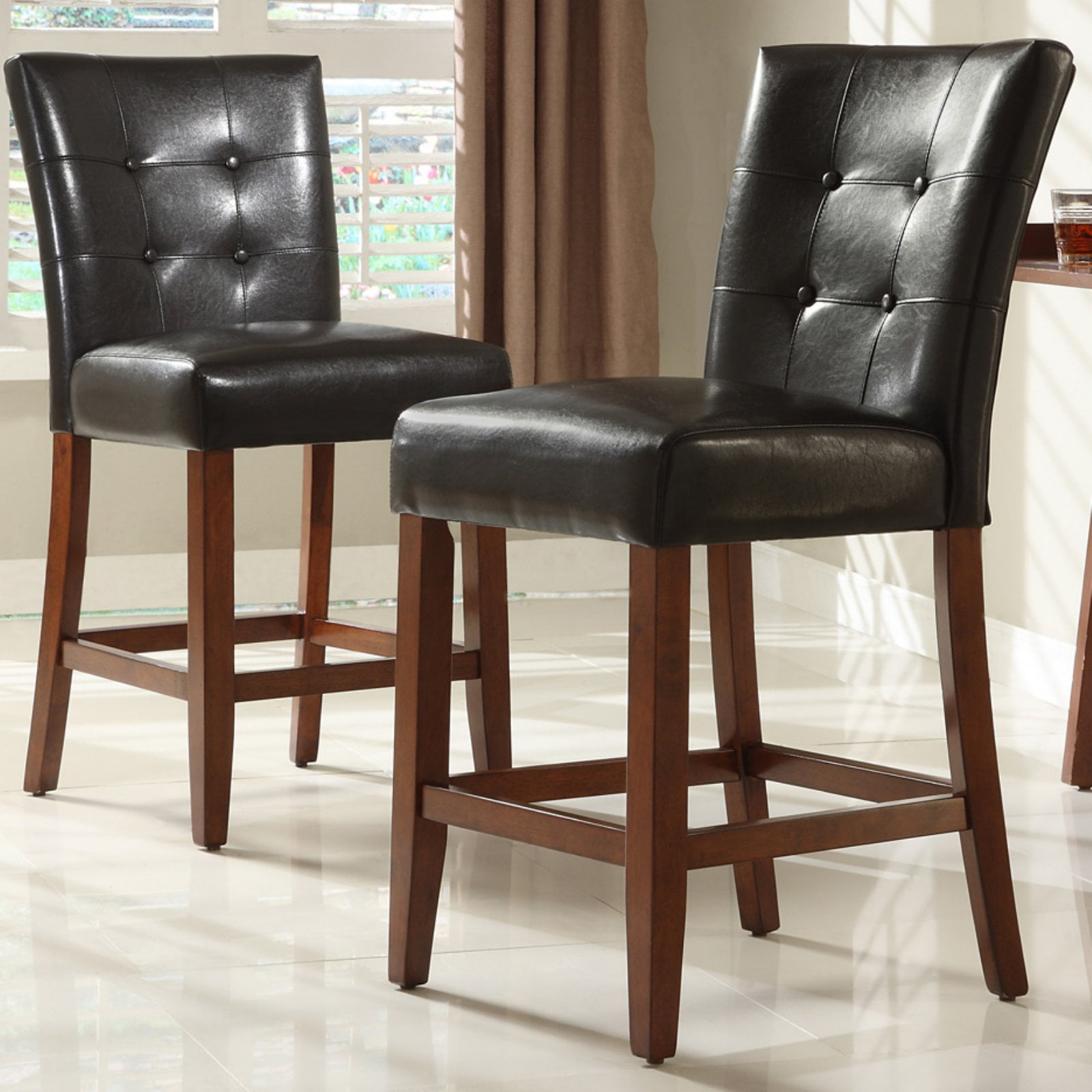 Weston Home Achillia Tufted High Back Counter Height Stools, Set of 2 ...