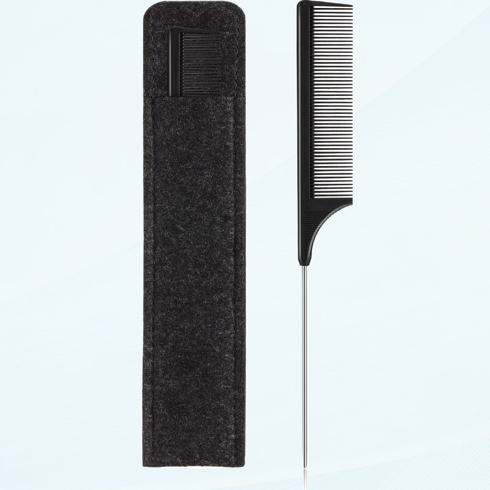 Part Hair Comb Pin Tail Comb Rat Comb Hair Tail Comb with Felt Sleeve ...