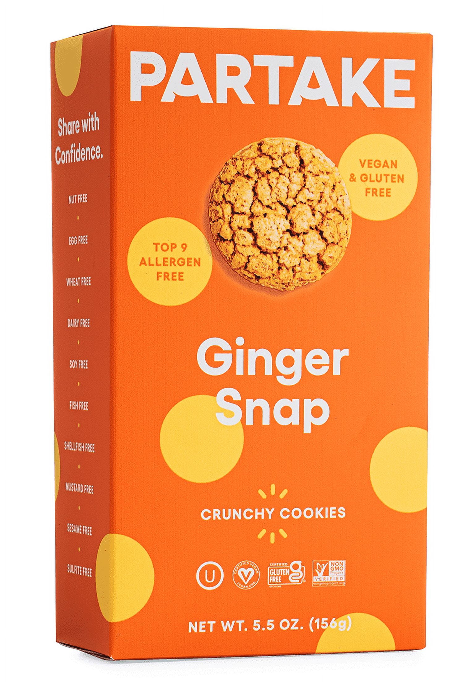 Partake Crunchy Ginger Snap Cookies, Vegan & Gluten-Free, Shelf-Stable ...