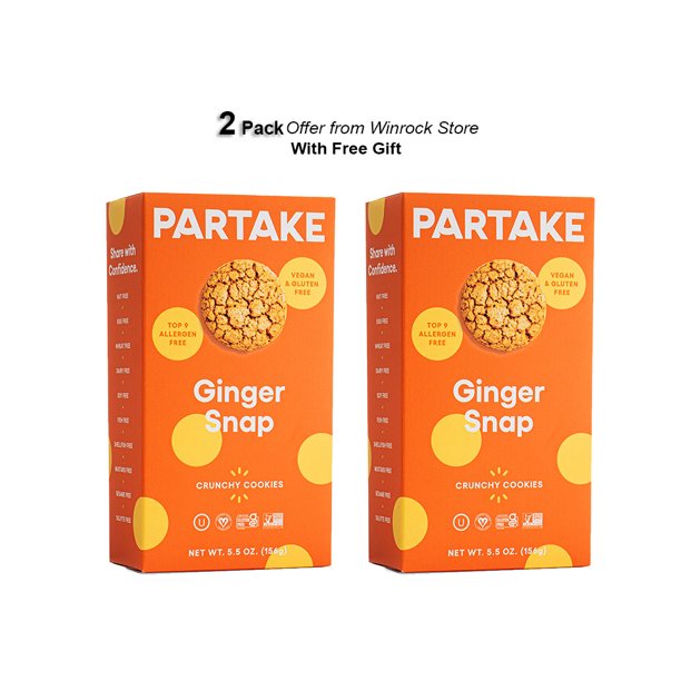 Partake Foods Vegan & Gluten-Free Crunchy Ginger Snap Cookies, Shelf ...
