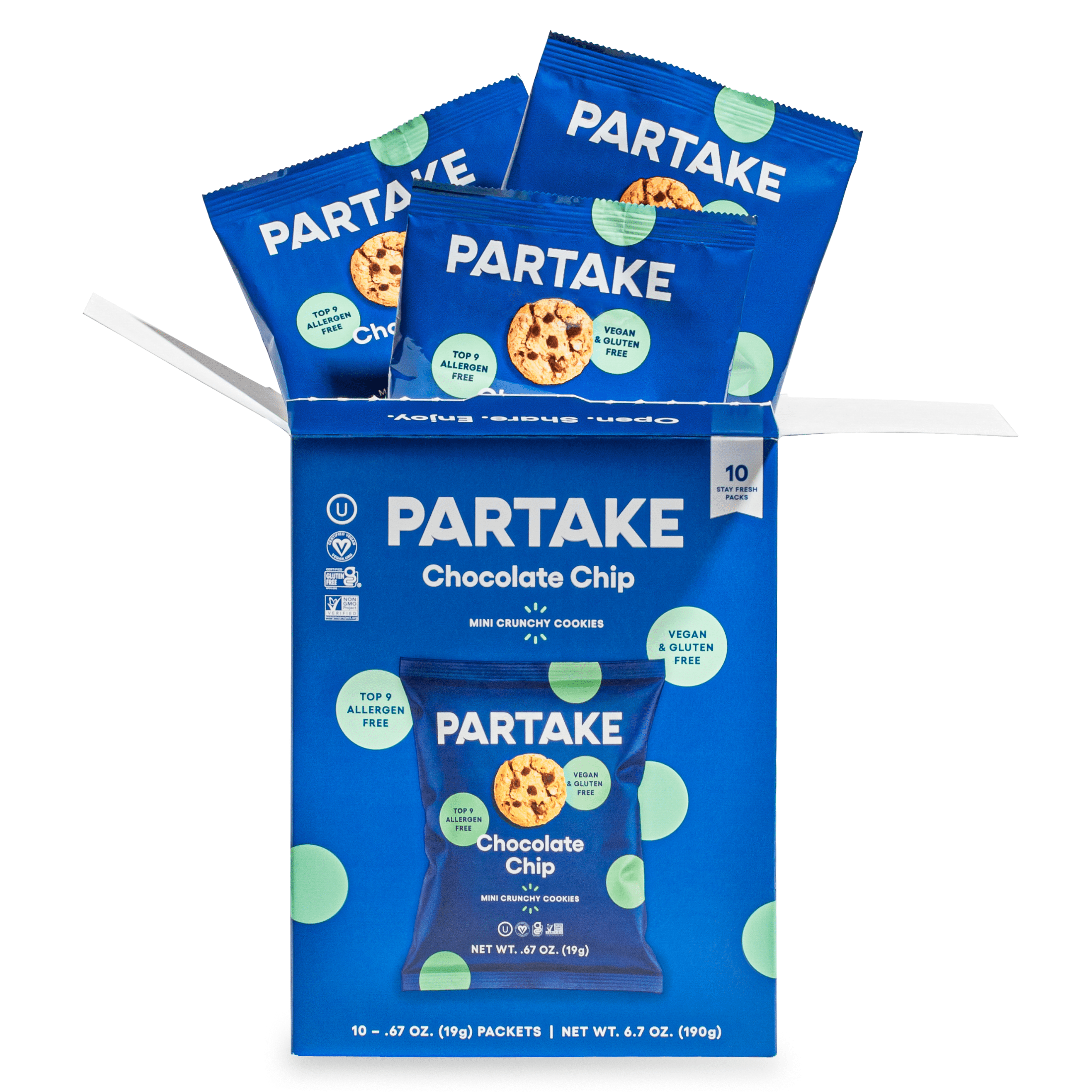 Partake Mini Crunchy Chocolate Chip Cookie Snack Packs, Vegan & Gluten ...