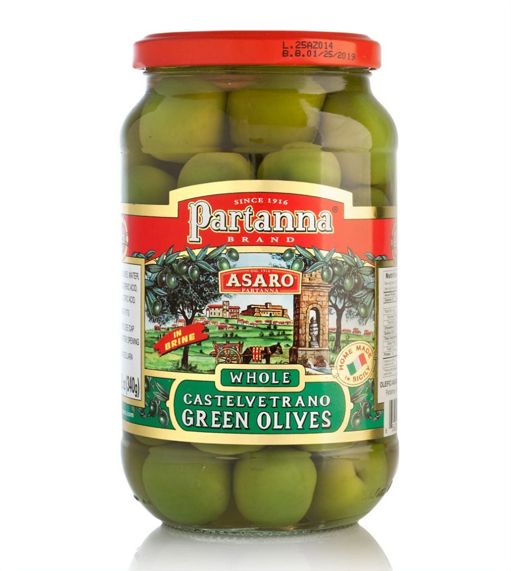 Partanna Imported Italian Castelvetrano Whole Green Olives, 9 oz ...