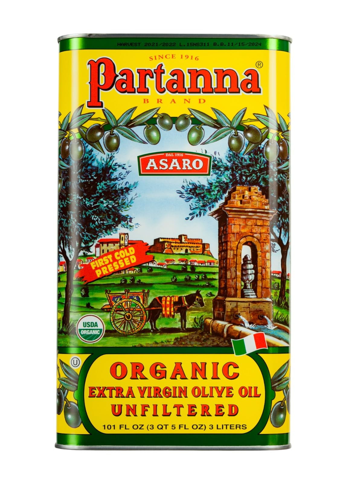 Partanna Unfiltered Extra OKA4 Virgin Olive Oil - Premium Castelvetrano ...