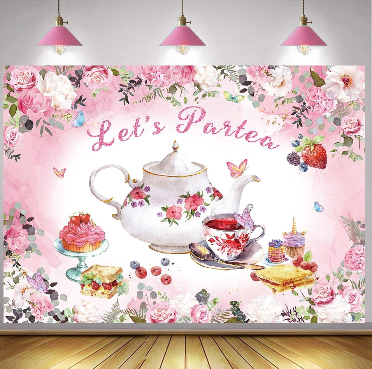 Partea Backdrop 7x5FT Floral Tea Party Photography Background for ...