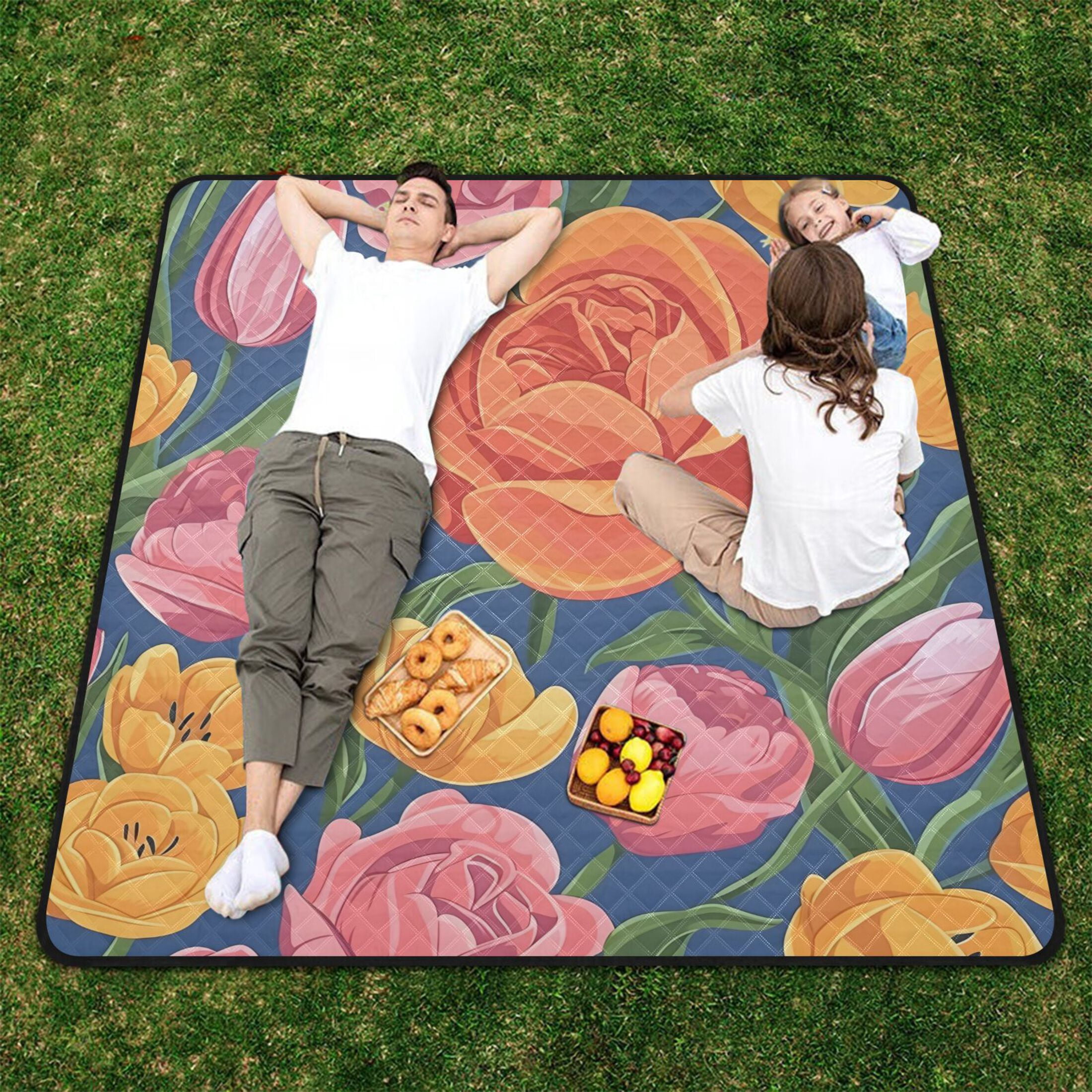 Partern Flowers Beach Blanket Outdoor Picnic Blanket 78"x 78 ...
