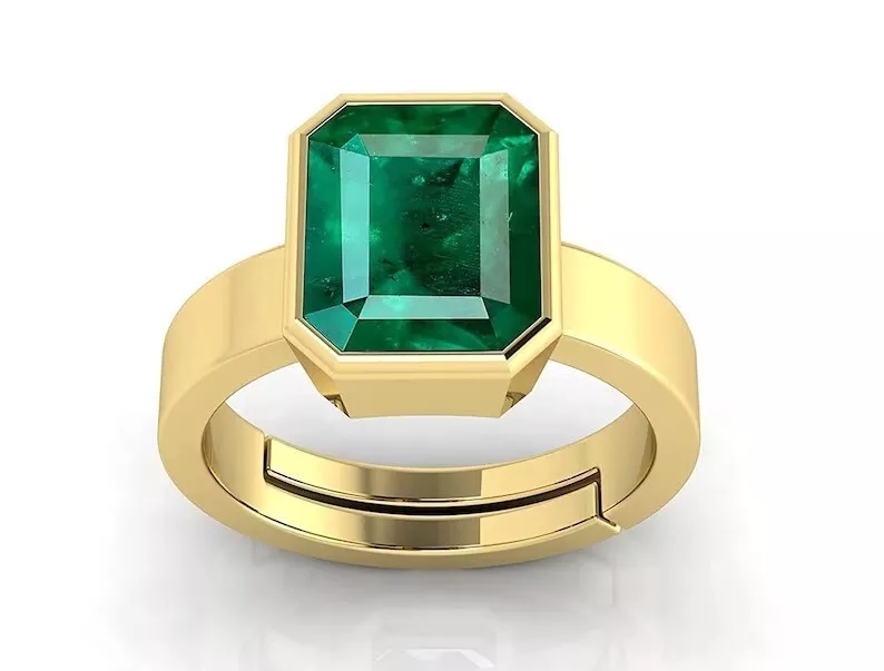 Parth Impex 5.25 Carat Certified Natural Colombian Emerald Ring 925 Silver Emerald Cut Astrology ...