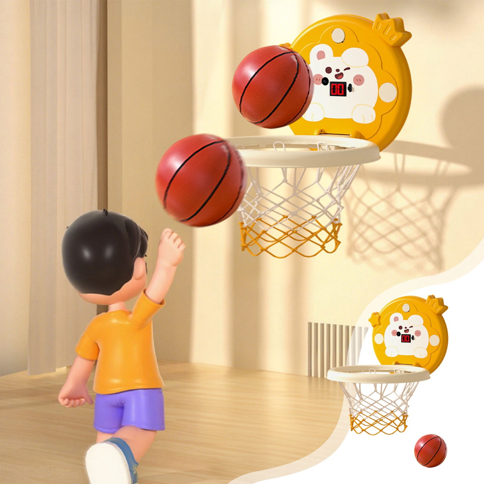 Partheme Novelty Toys 12" Indoor Hanging Basketball Hoop, Foldable ...