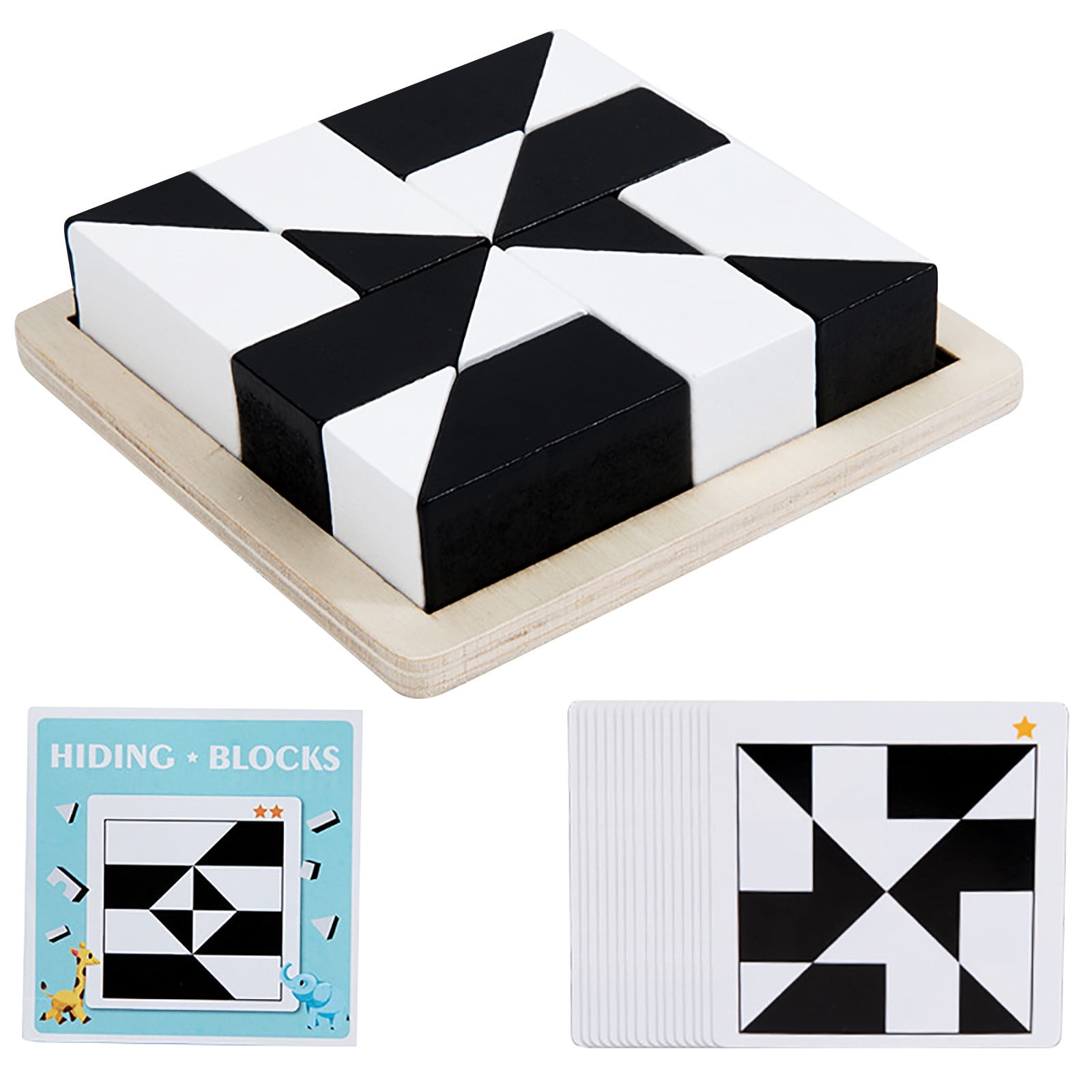 Partheme Novelty Toys 3 Counts Children's Wooden Hidden Block Puzzle ...