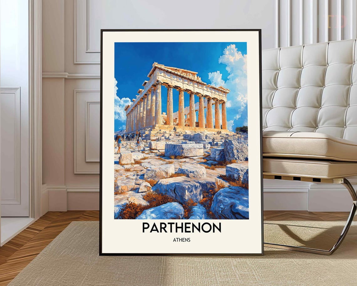 Parthenon Athens Greece Poster, Stretched Canvas 12x16in - Walmart.com