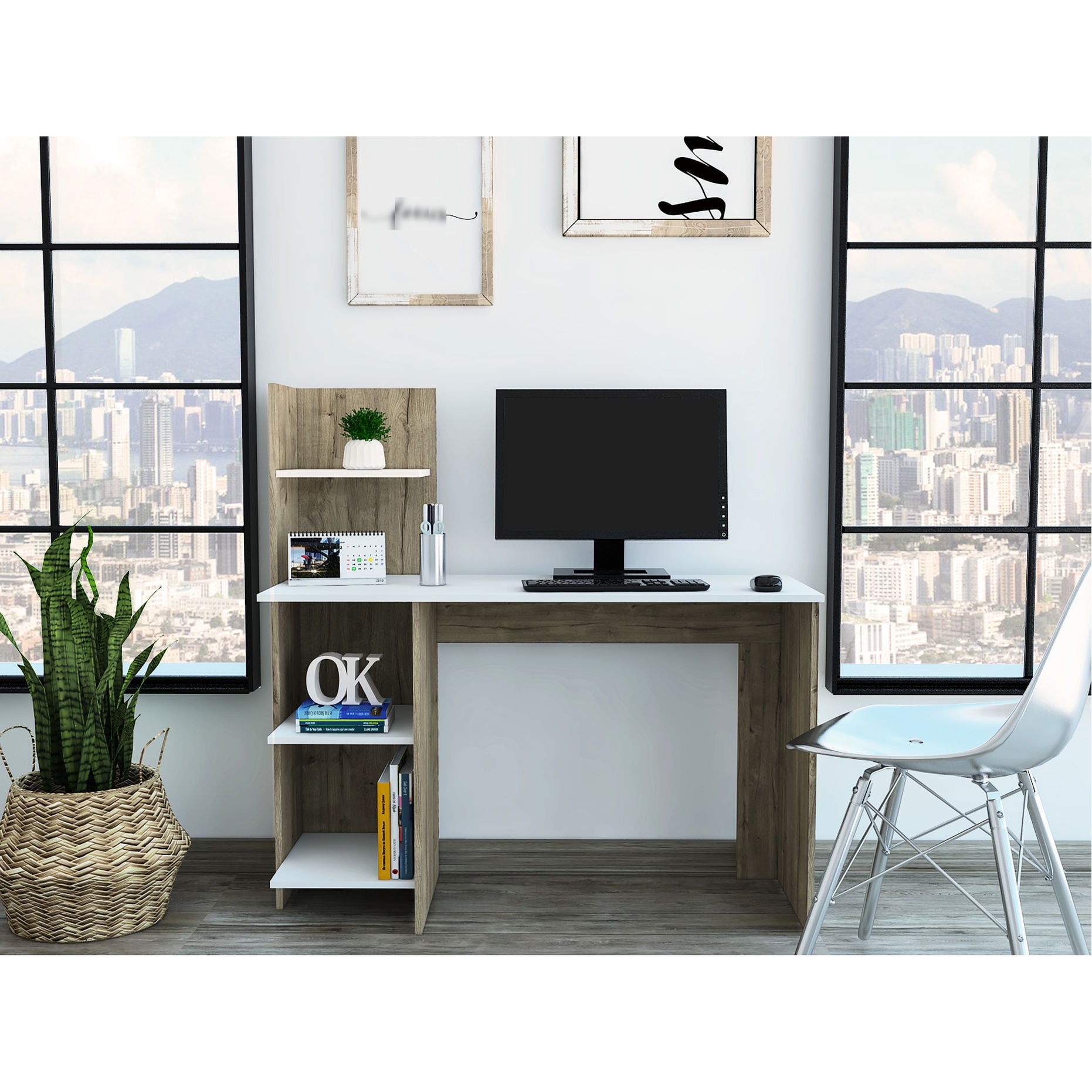 Particle Board Desk with Modern Colors+47.2in Width"-"Home Work ...