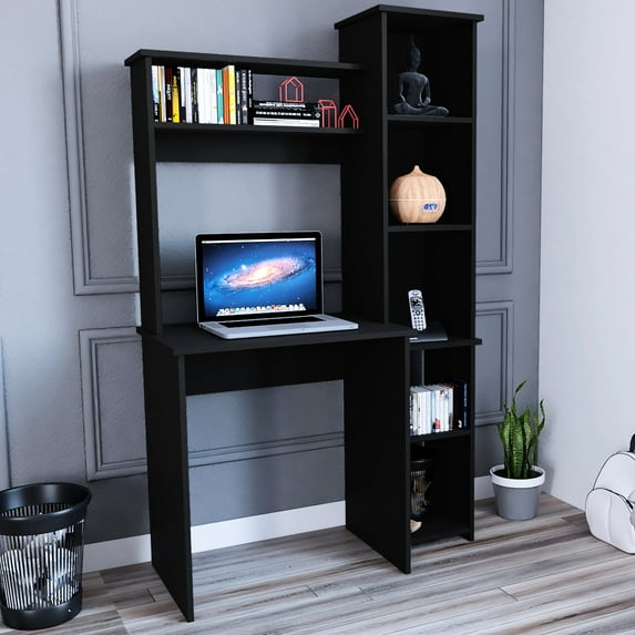 Particle Board Desk with Shelves Cubbies+Black Finish"-"Student Study ...