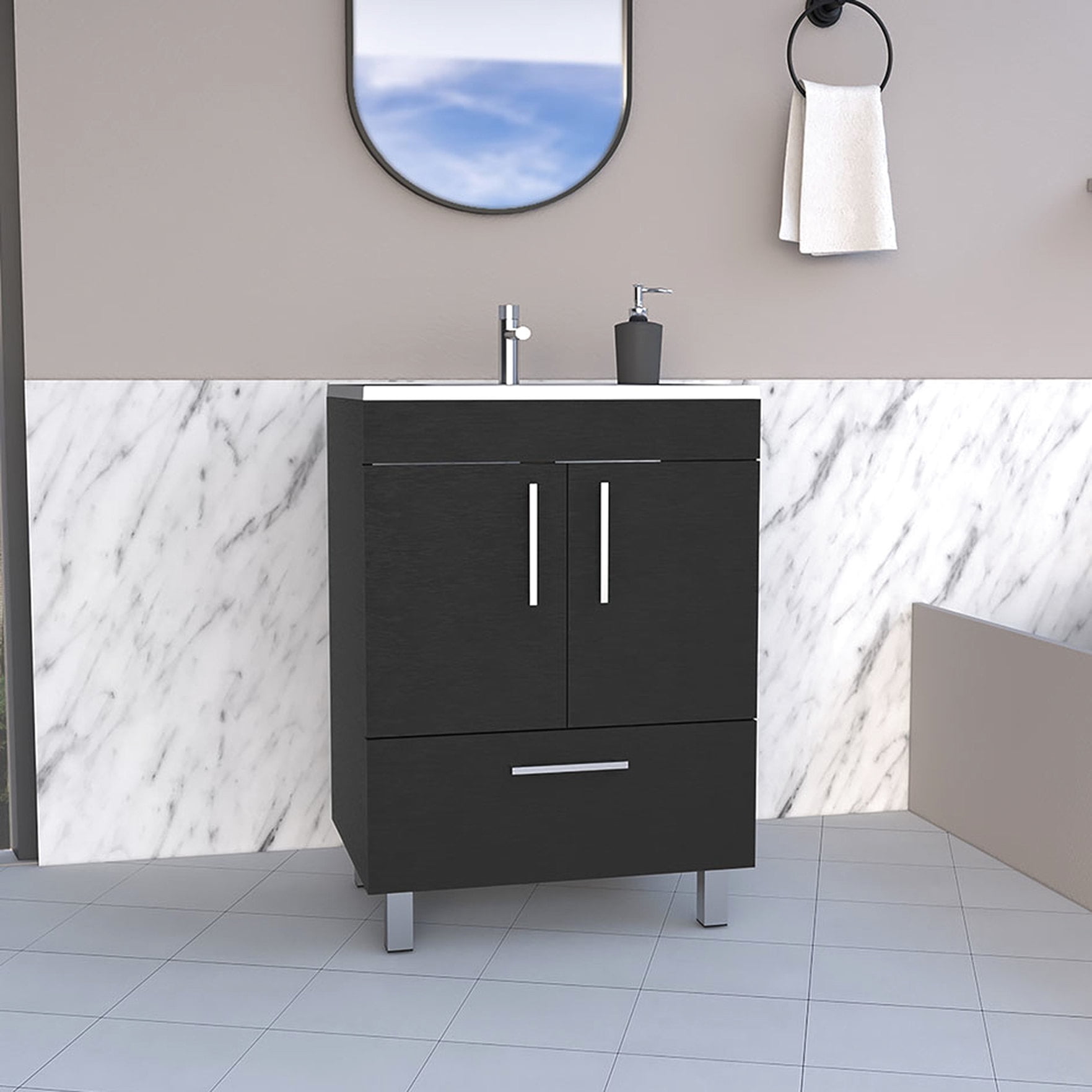 Particle Board Main Material - Single Bathroom Vanity - Bathroom ...