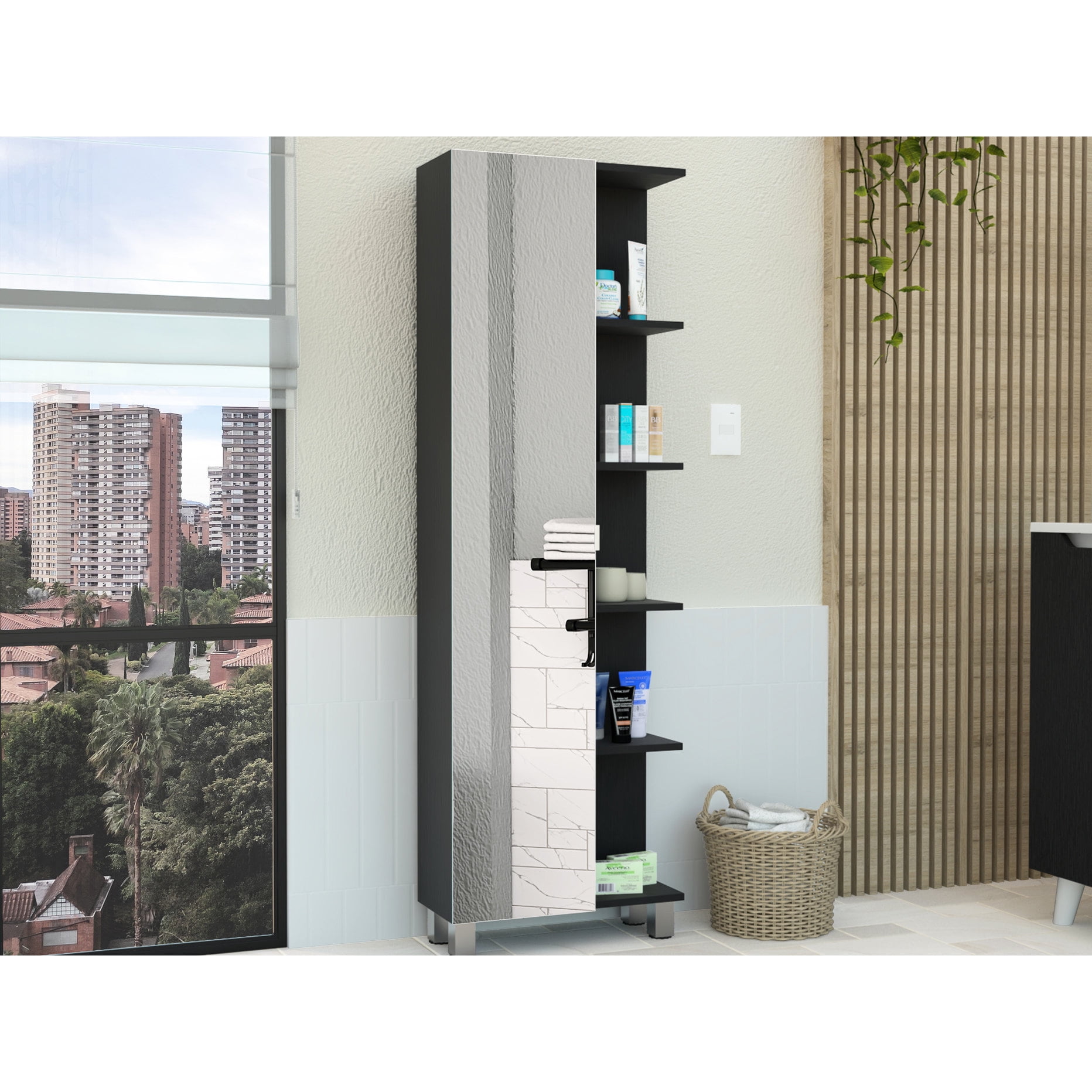Particle Board Mirror Cabinet | One Door, Freestanding Design ...