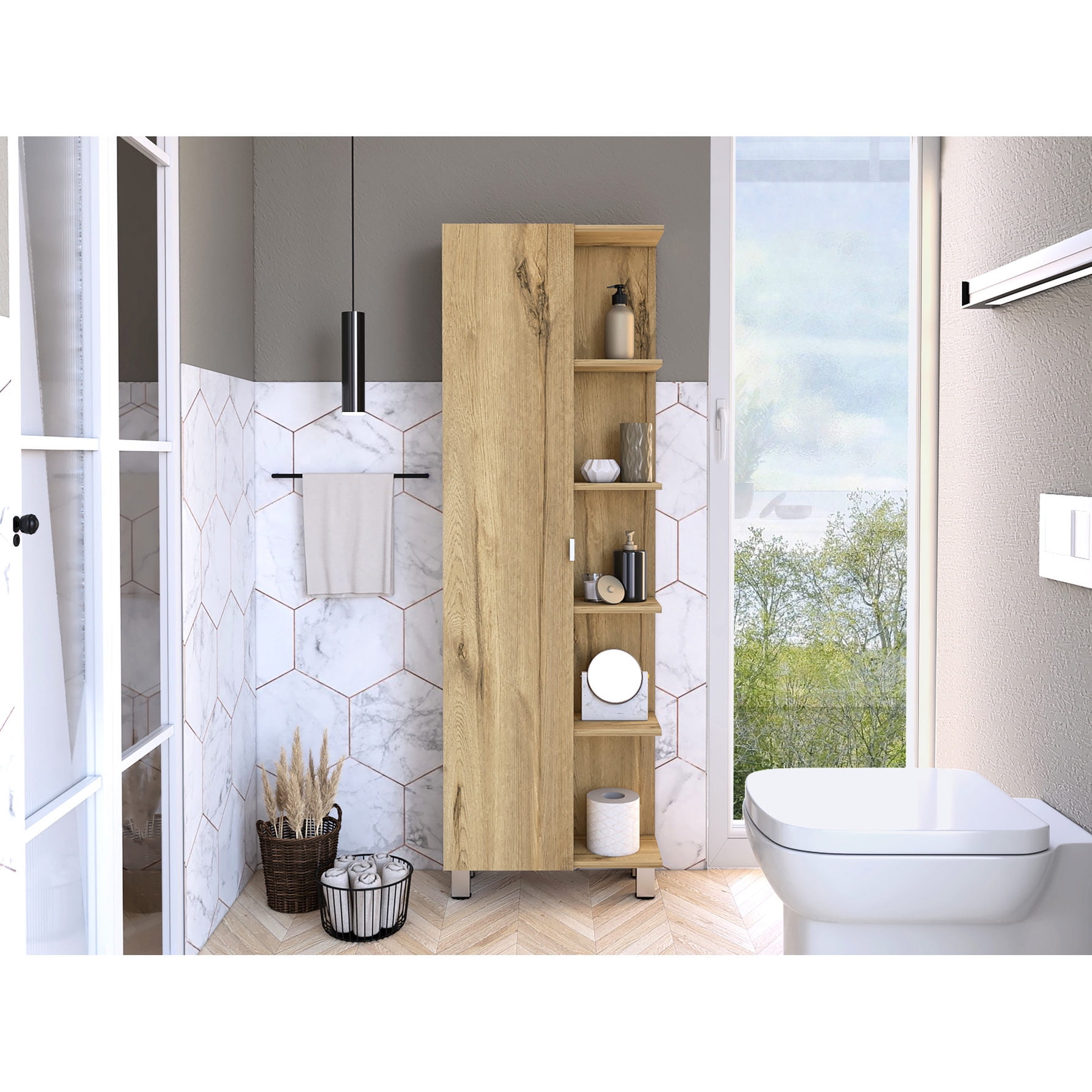 Particle Board Structure - Ample Shelves for Storage - Bathroom Storage ...