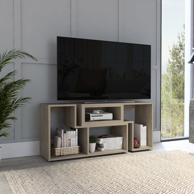 Particle Board Tv Stand With Multi Shelf Design, For 50-59" Tvs Pine ...