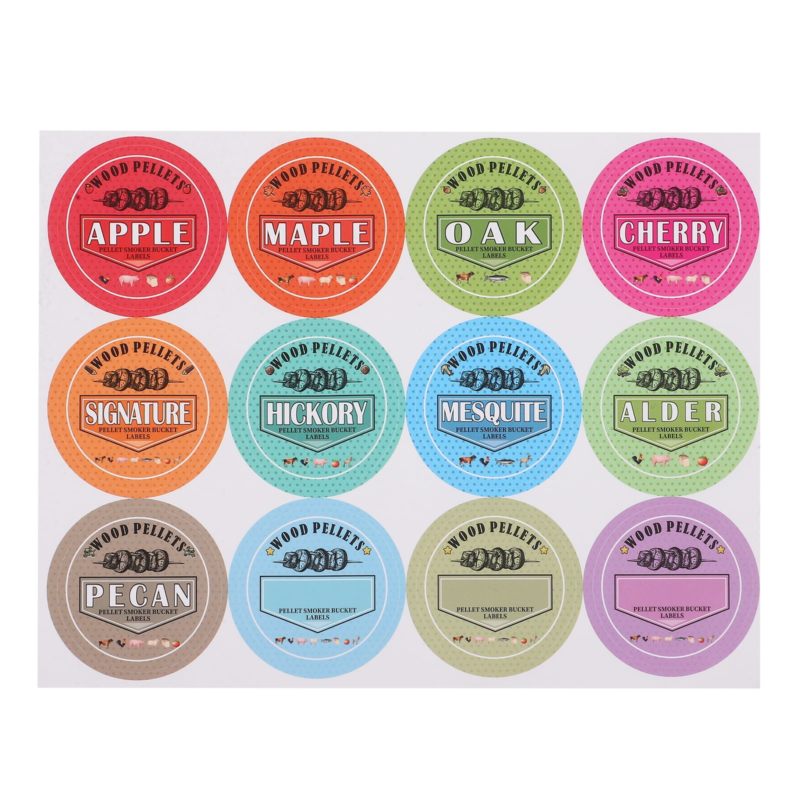 Particle Label Sticker Storage Bins Pellets Labels Different Flavors ...