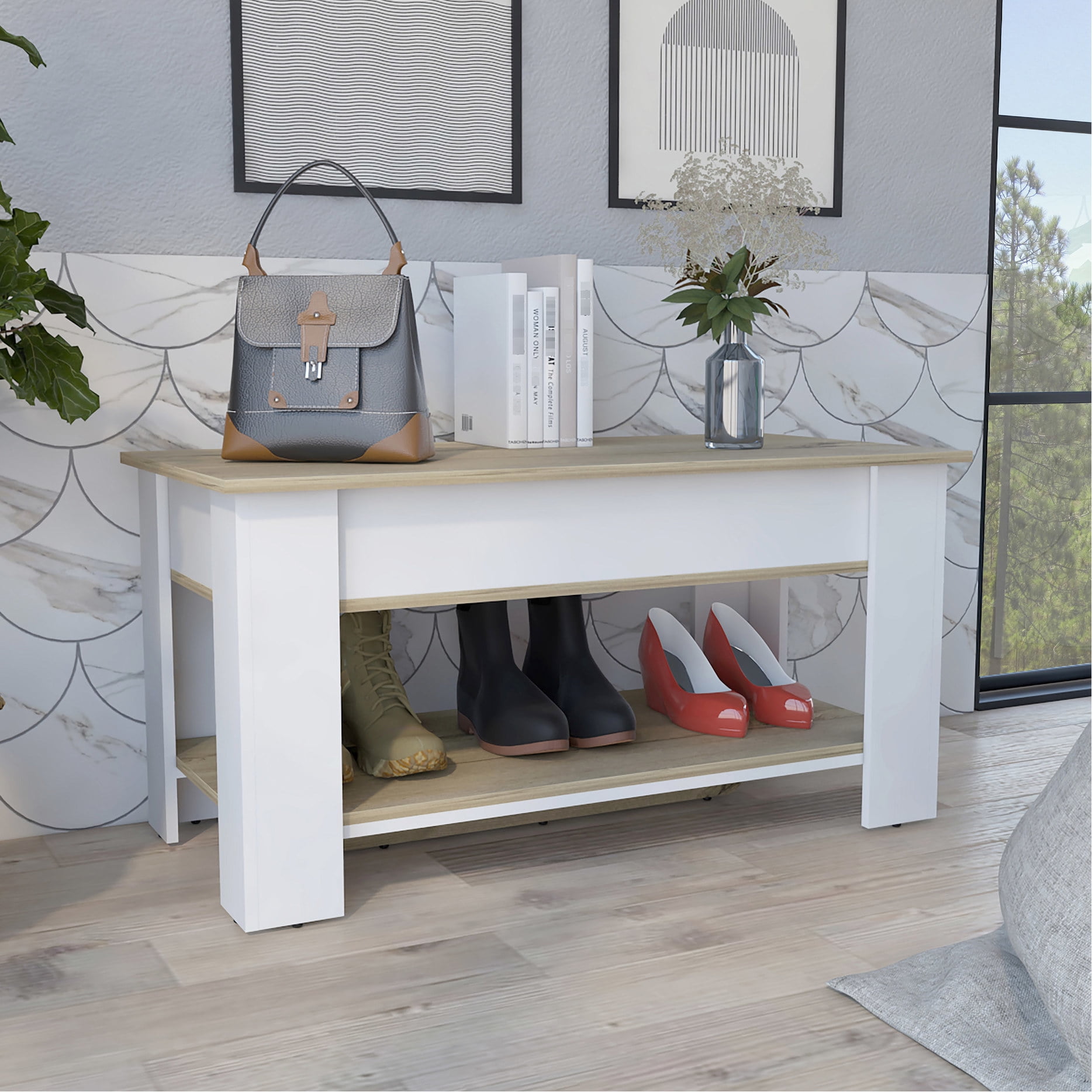 Particle board storage table for laundry room as extra shelving is ...