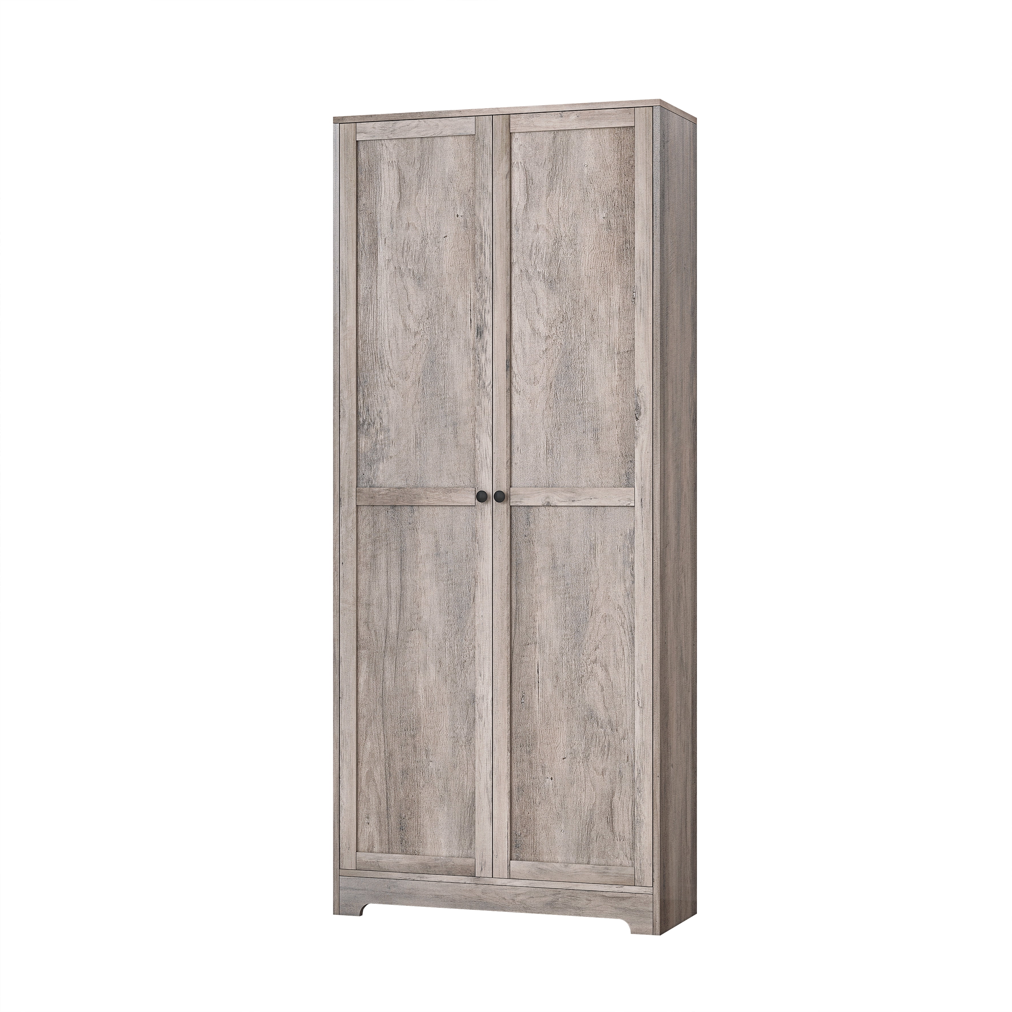 Particleboard Veneer 2-Door Wardrobe with Retro Gray Finish, 4 Shelves ...