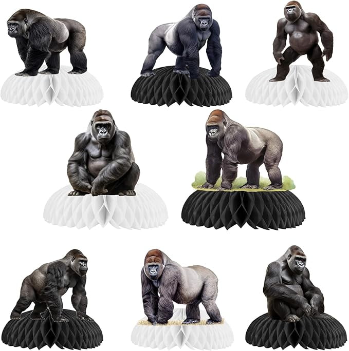 Partiqla Gorilla Party Decor 8Pcs Gorilla Honeycomb Centerpieces Black ...