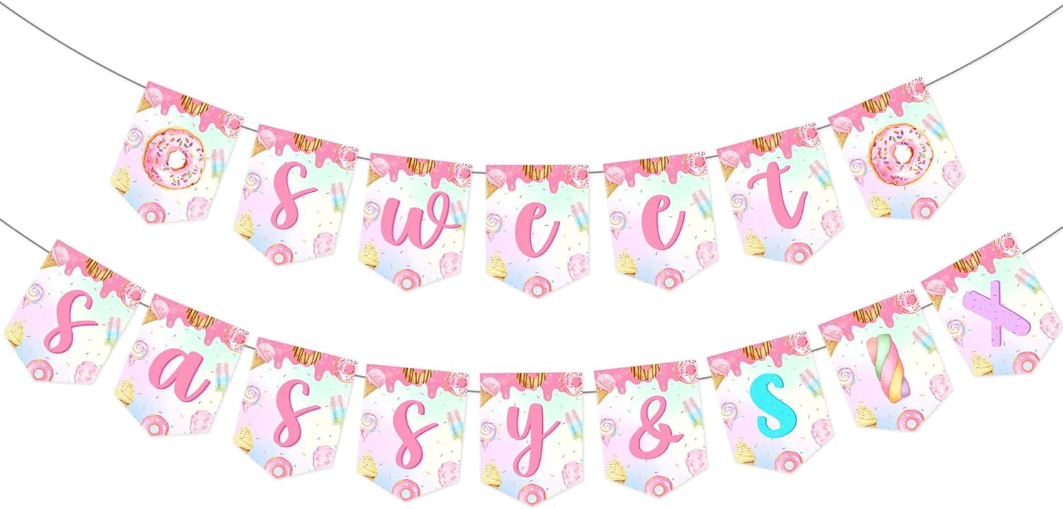 Partiqla Sweet Sassy and Six Banner Donut Theme 6th Birthday ...