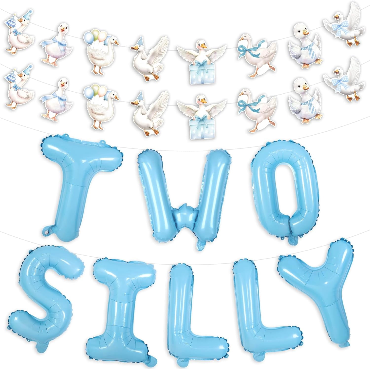 Partiqla Two Silly Goose Birthday Decorations Blue Two Silly Balloon ...
