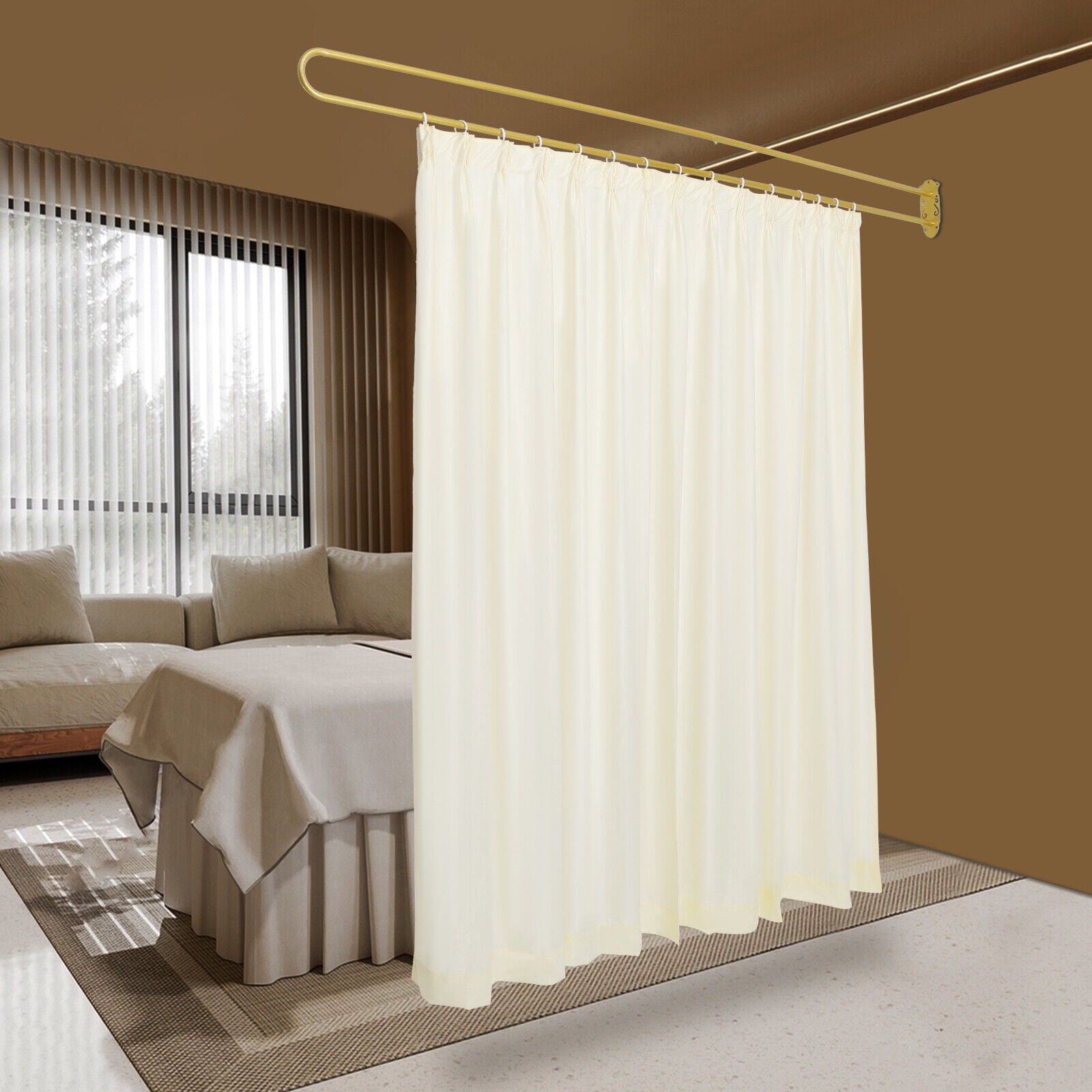 Partition Curtain with U-Shape Tube Privacy Partition Curtain Room ...