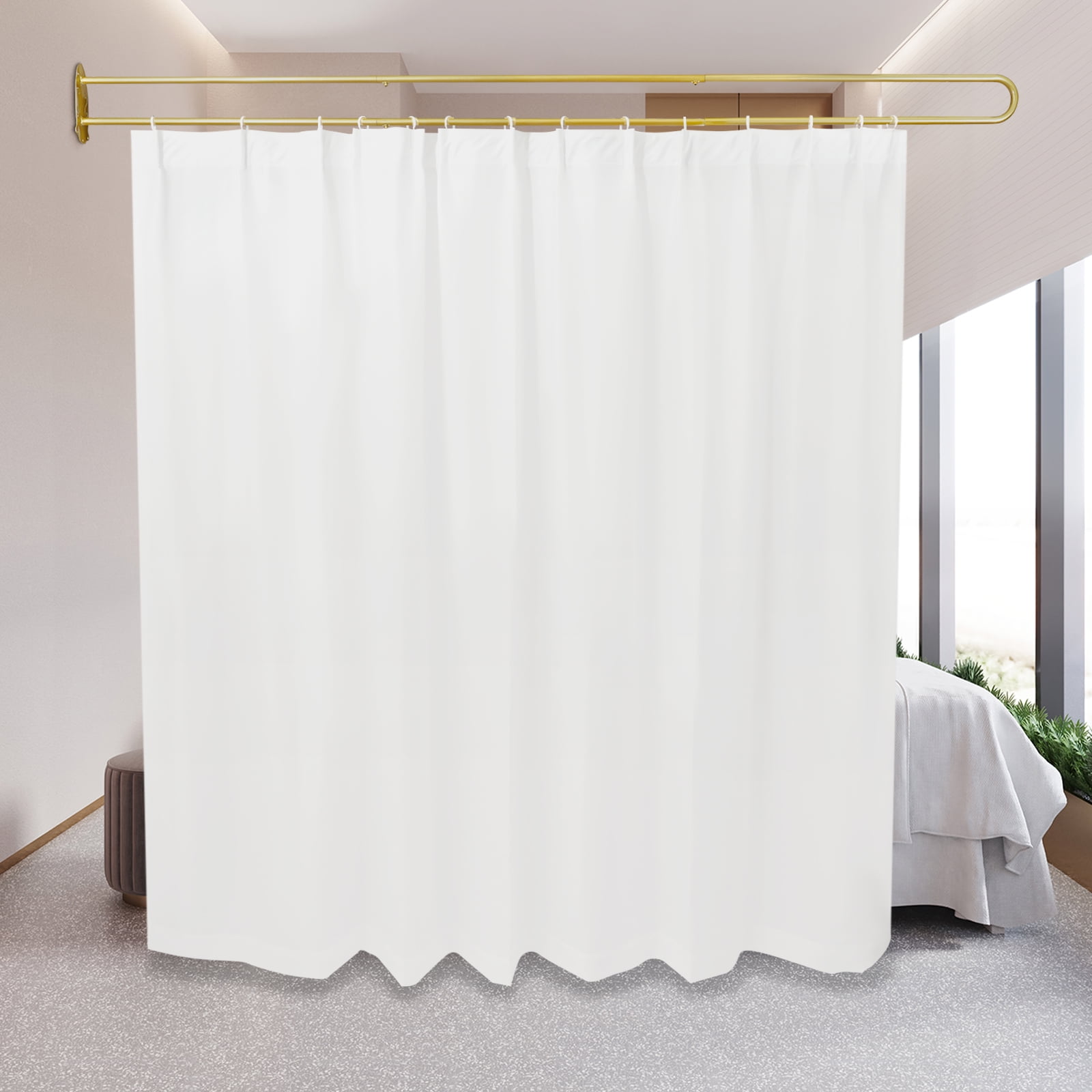 Partition Curtain With U-Shape Tube, Wall-Mounted Privacy Partition ...