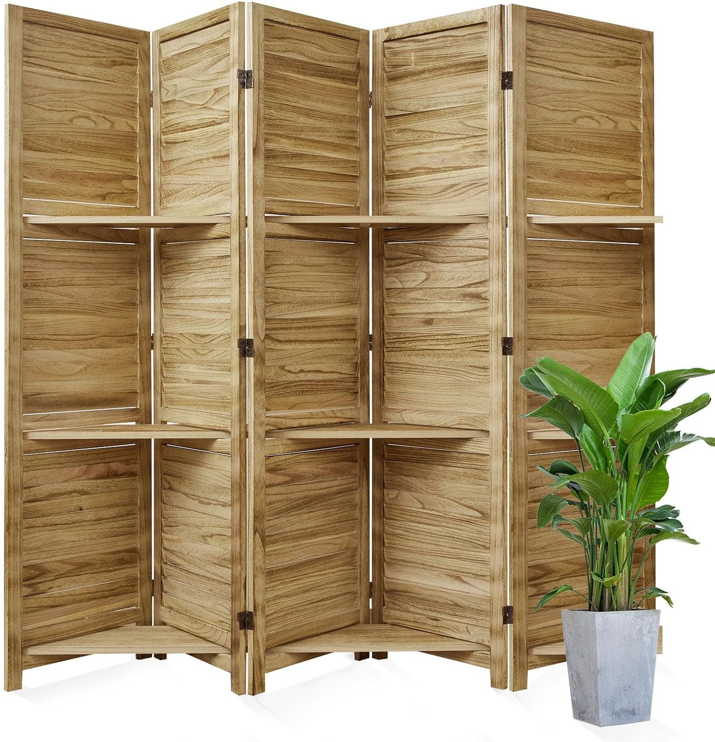 Partition Room Dividers, Folding Wood Privacy Screen with Three Display ...