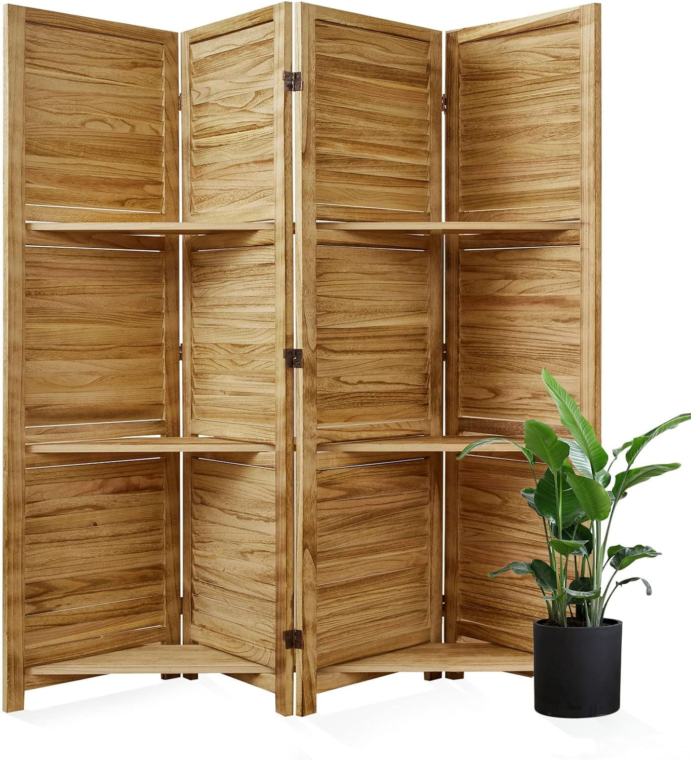 Partition Room Dividers, Folding Wood Privacy Screen with Display ...