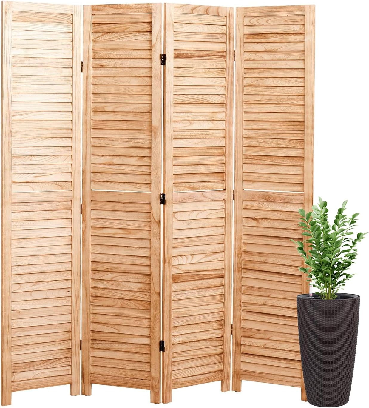 Partition Room Dividers with Extra Stable Base, 65 Inch Folding Wood ...