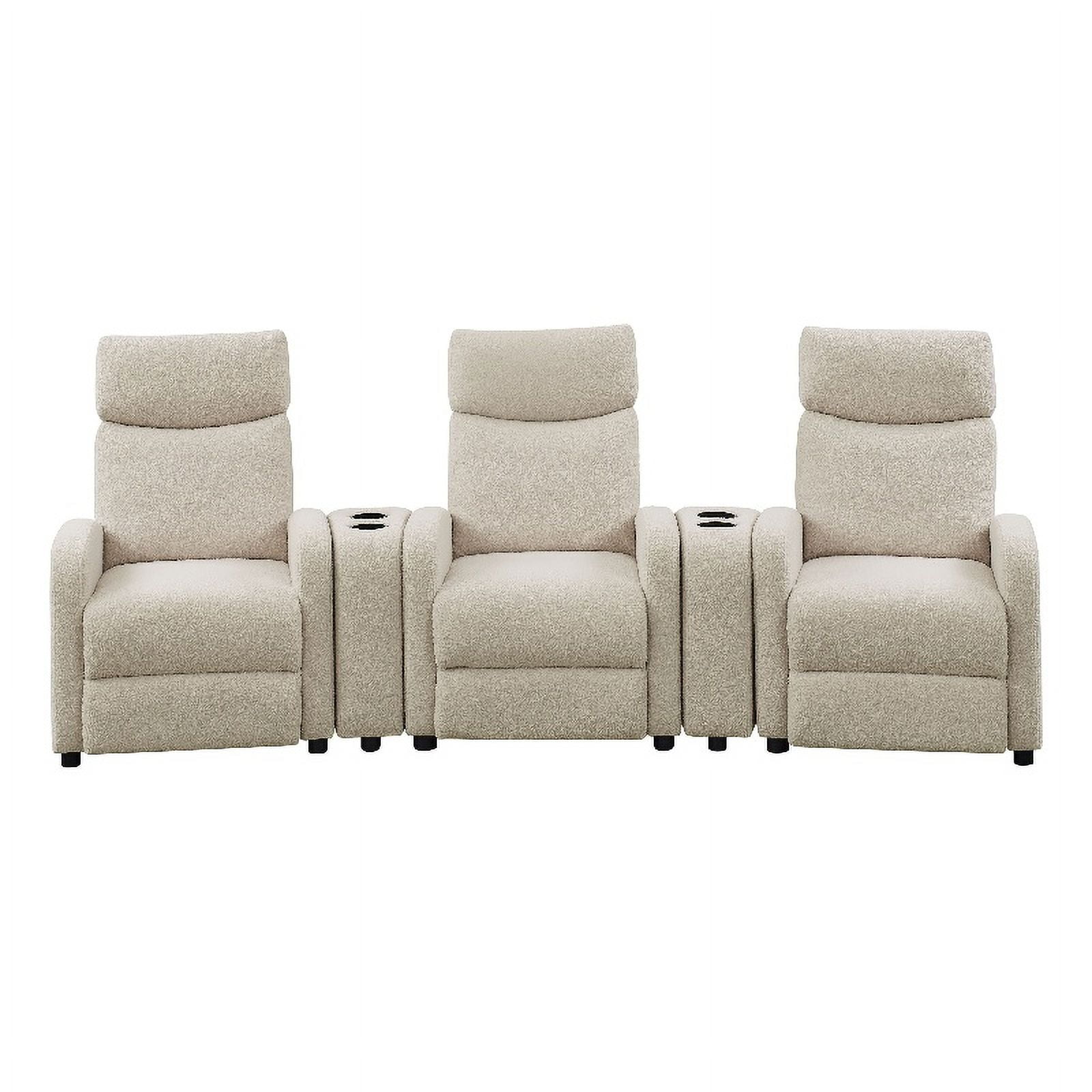 Partner Furniture Teddy Fleece 105.5'" Home Theater Recliner & Console ...