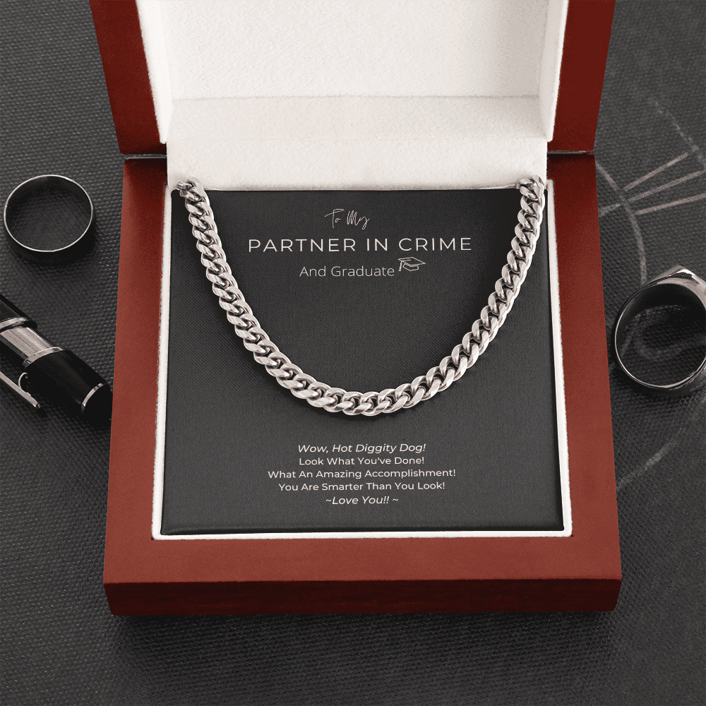 Partner In Crime Love You Cuban Link Chain Necklace Graduation ...