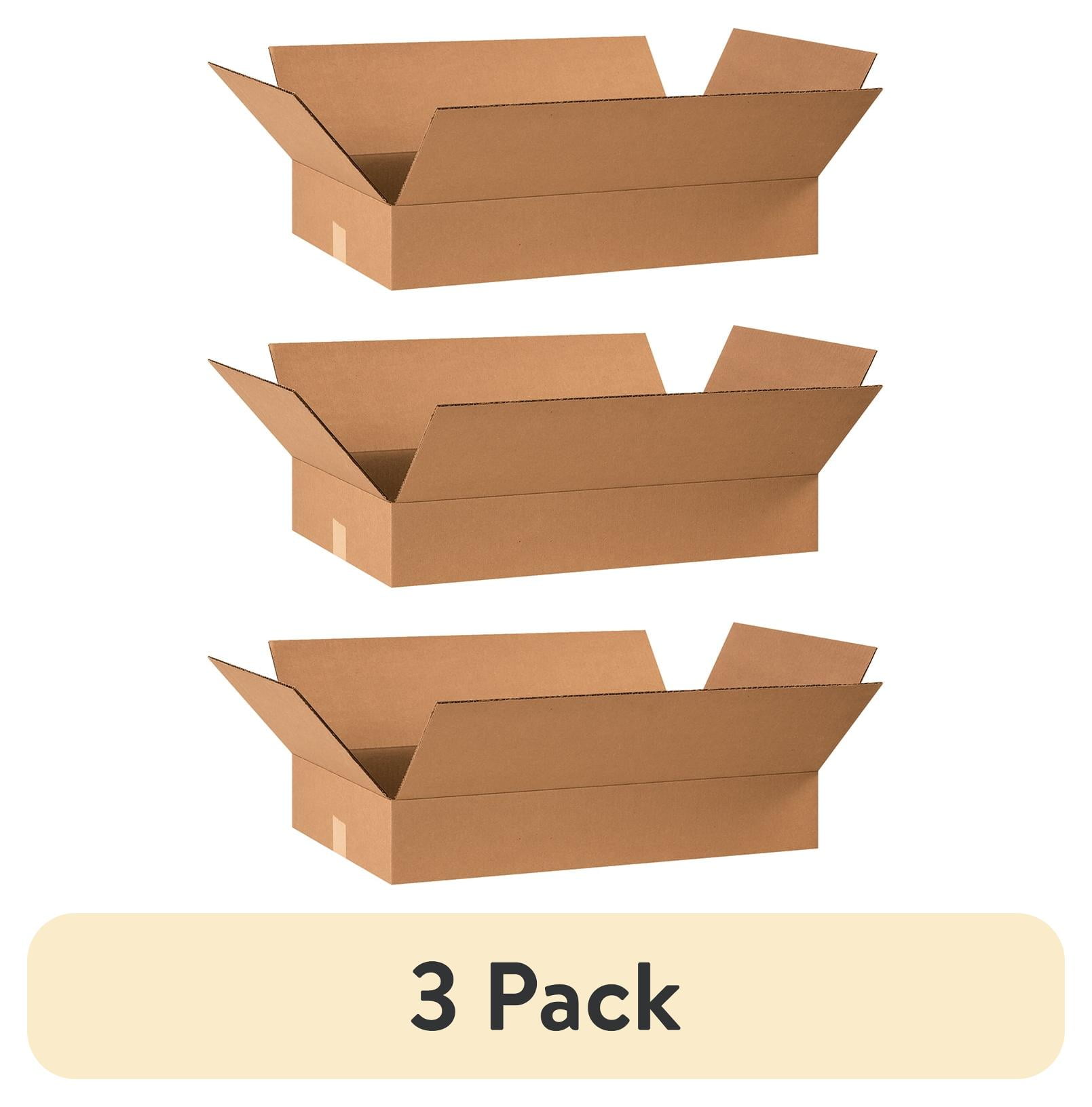 (3 pack) Partners Brand Flat Corrugated Boxes 24" x 14" x 4" Kraft 25 ...