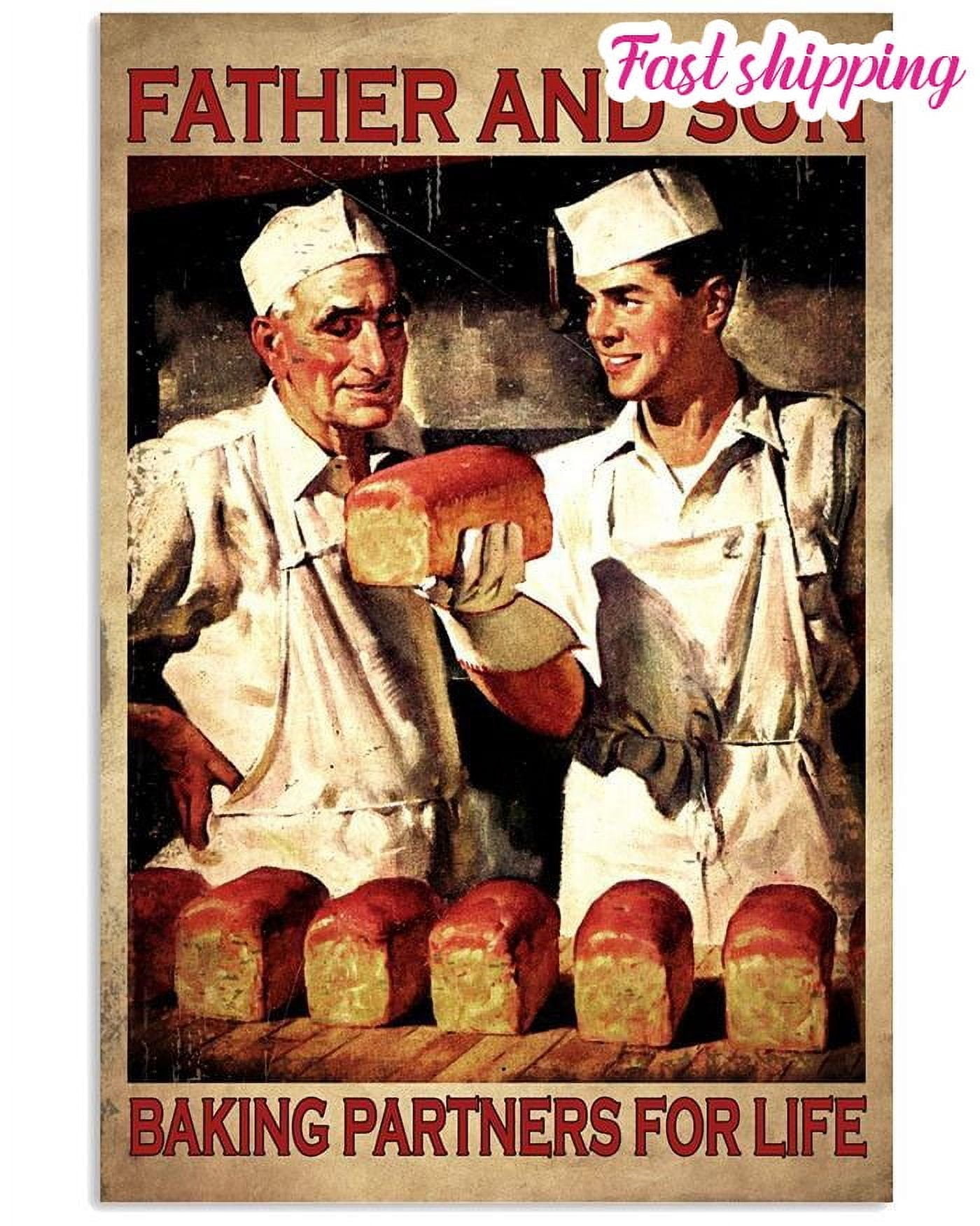 Partners For Life Baking With Father And Son Poster Wall Art Vertical ...