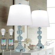 PARTPHONER Washed White Touch Control Table Lamp Set of 2 with USB ...