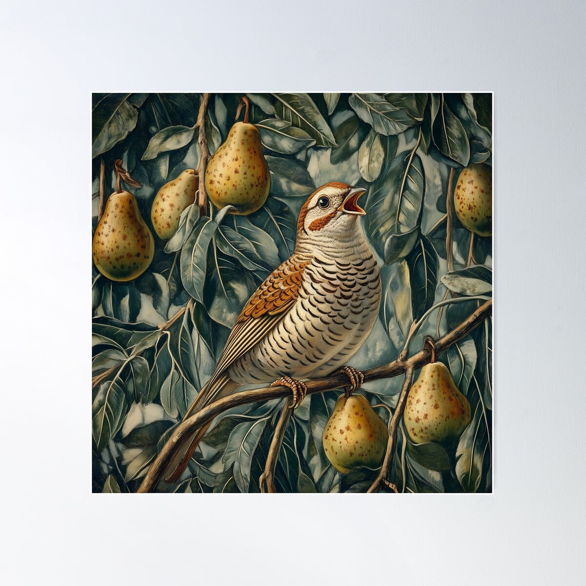 Partridge In A Pear Tree Poster Wall Art, Modern Wall Decor For Living ...