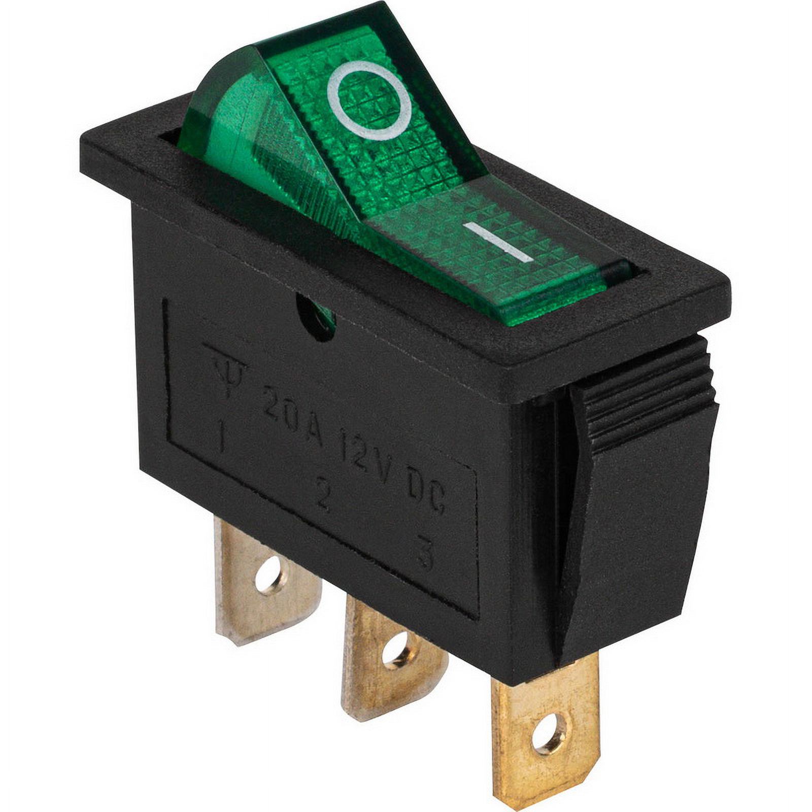Parts Express SPST Large Rocker Switch w/Green Illumination 12VDC ...