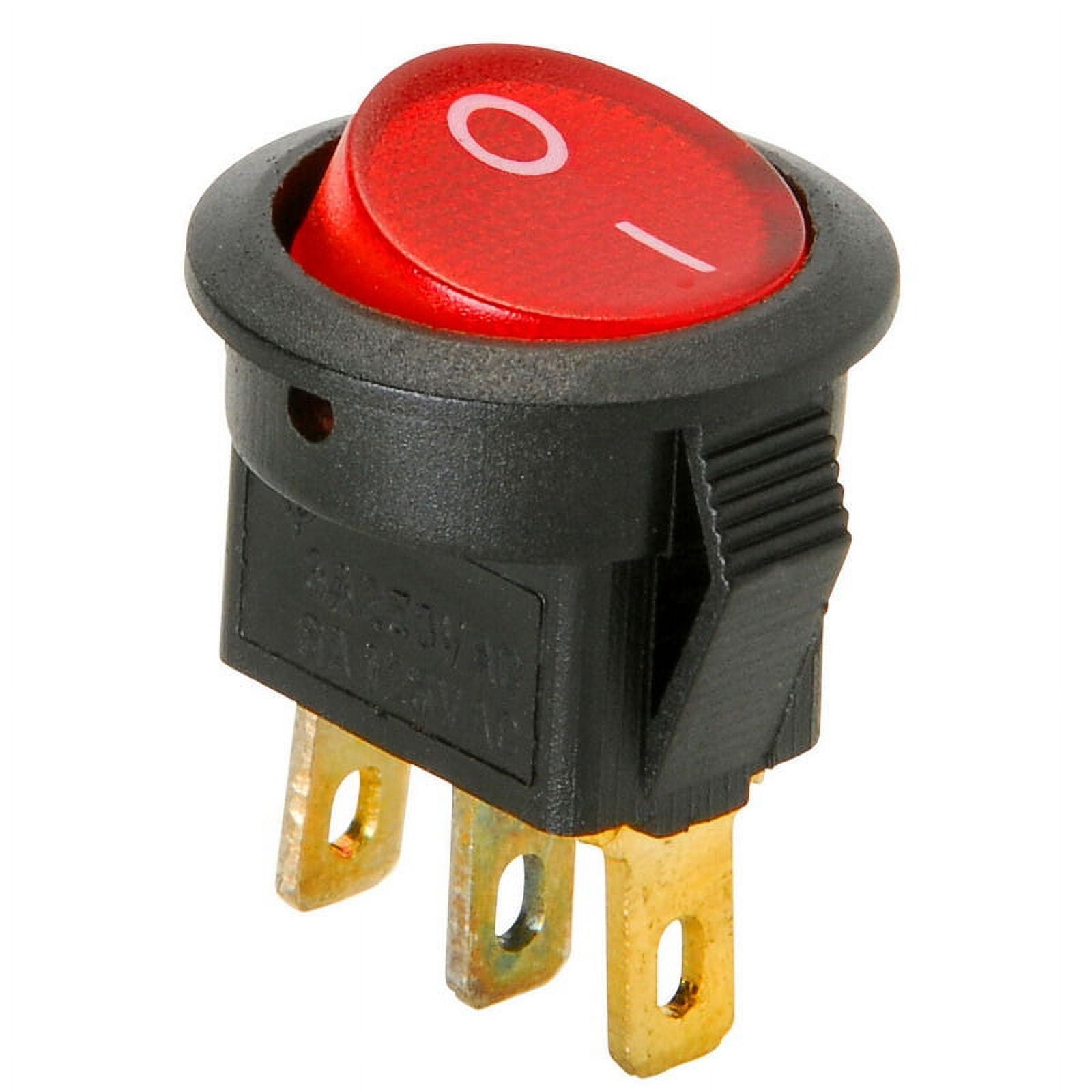 Parts Express SPST Mini Round Rocker Switch w/Red Illumination 125VAC ...