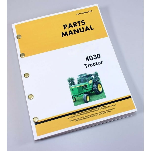 Parts Manual For John Deere 4030 Tractor Catalog Assembly Exploded ...