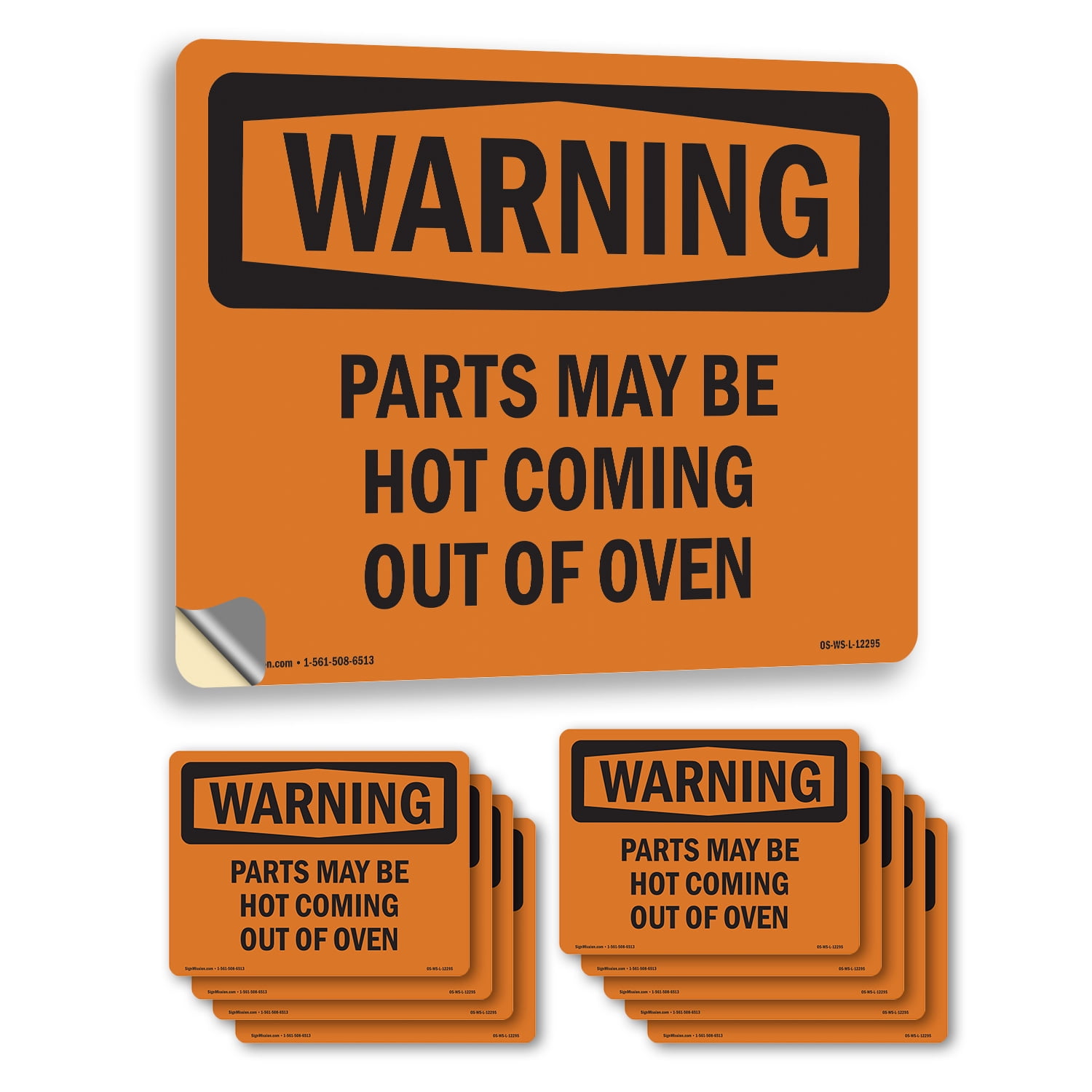 Parts May Be Hot Coming Out Of Oven OSHA WARNING Vinyl Decal Label 10 ...