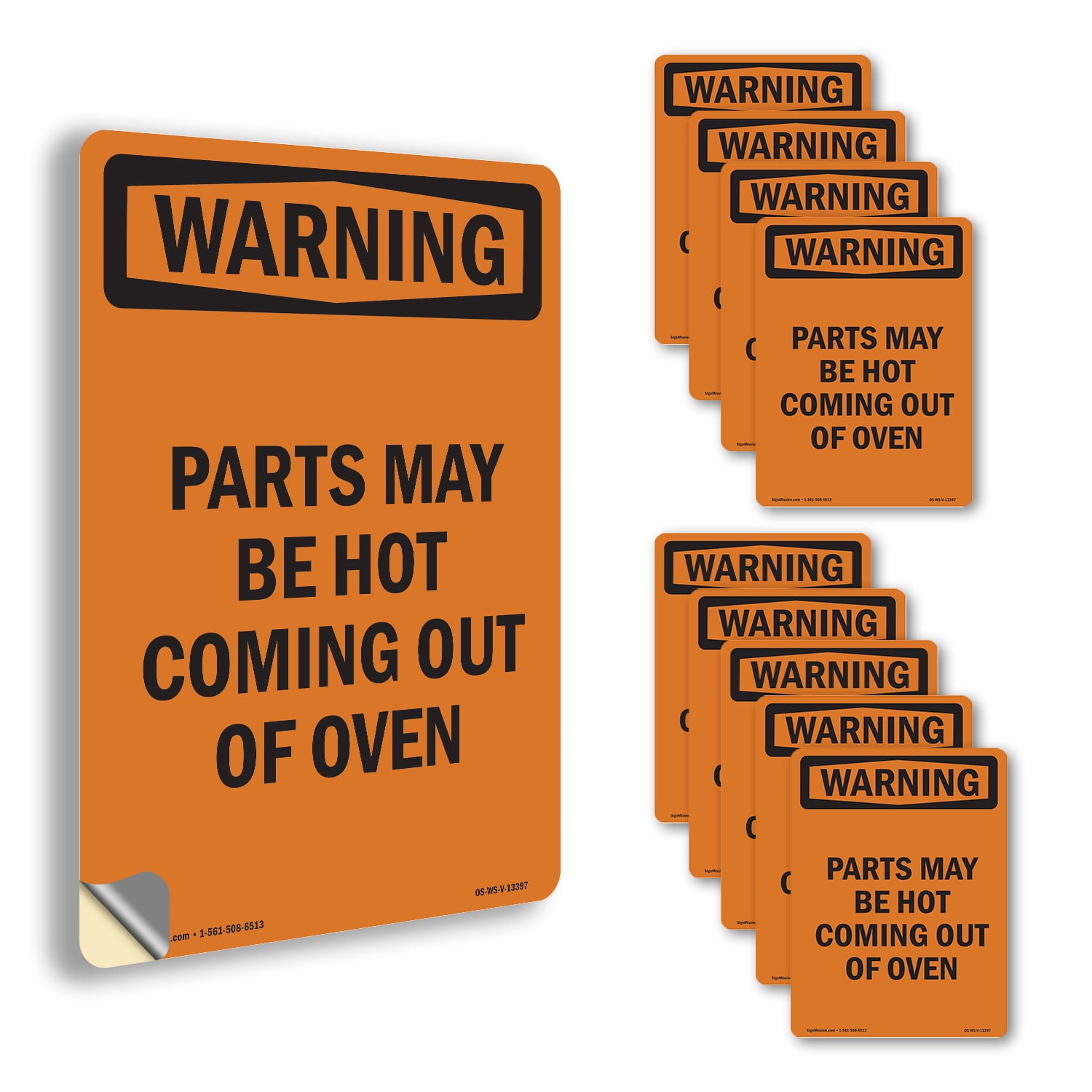 Parts May Be Hot Coming Out Of Oven OSHA WARNING Vinyl Decal Label 18 ...