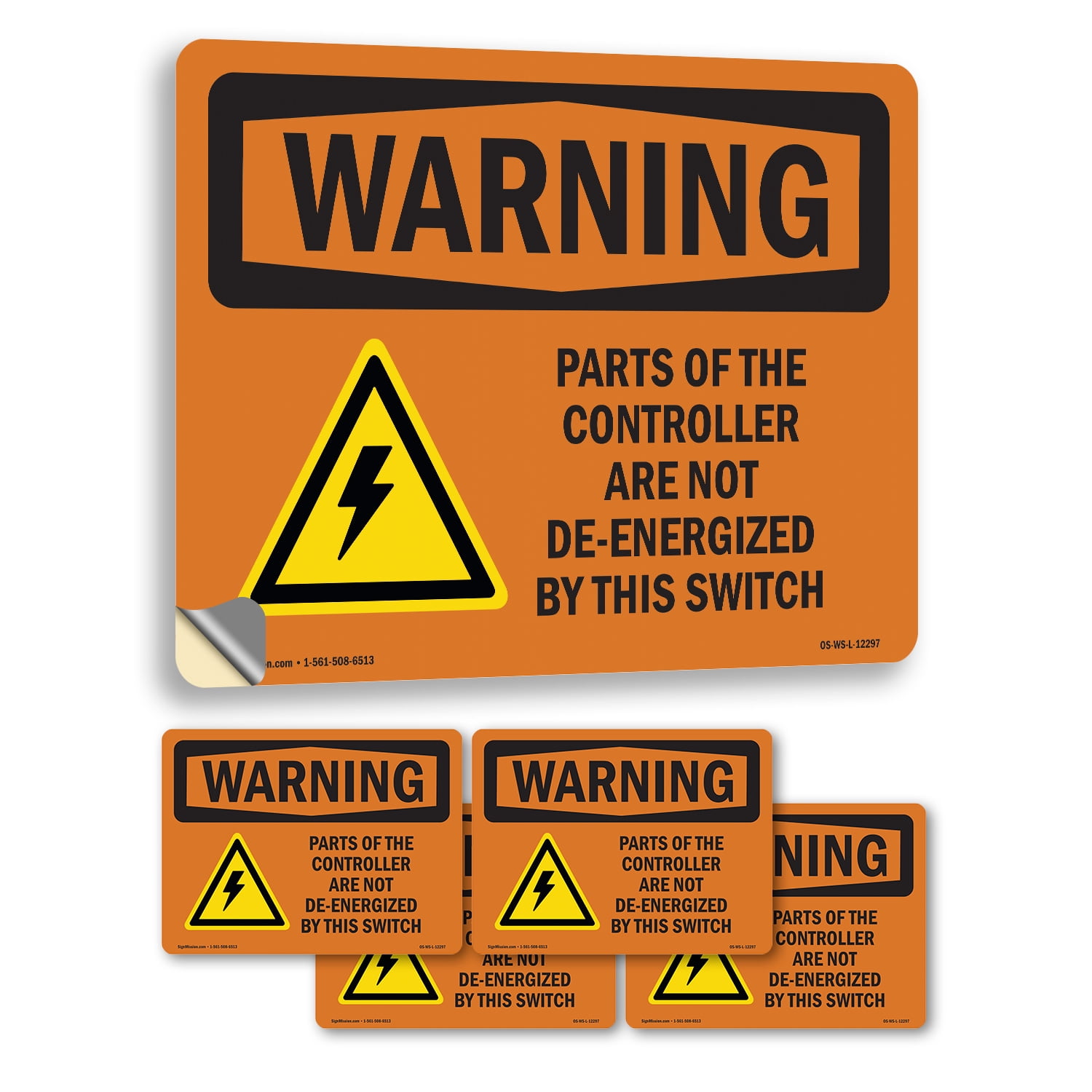Parts Of The Controller Are With Symbol OSHA WARNING Vinyl Decal Label ...