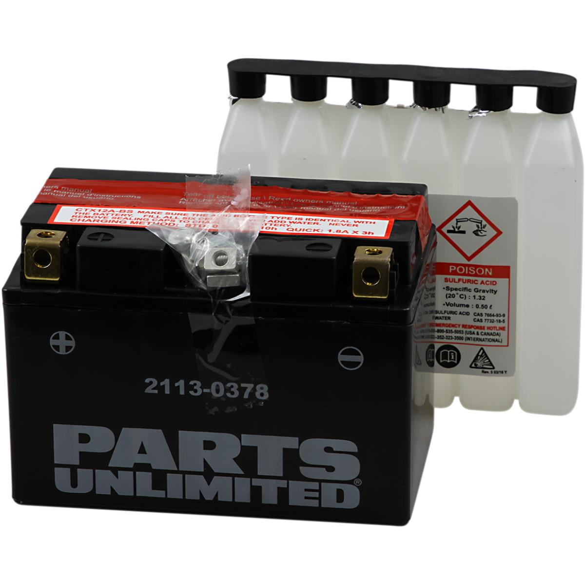 Parts Unlimited 2113-0378 AGM Maintenance Free Battery - Walmart.com