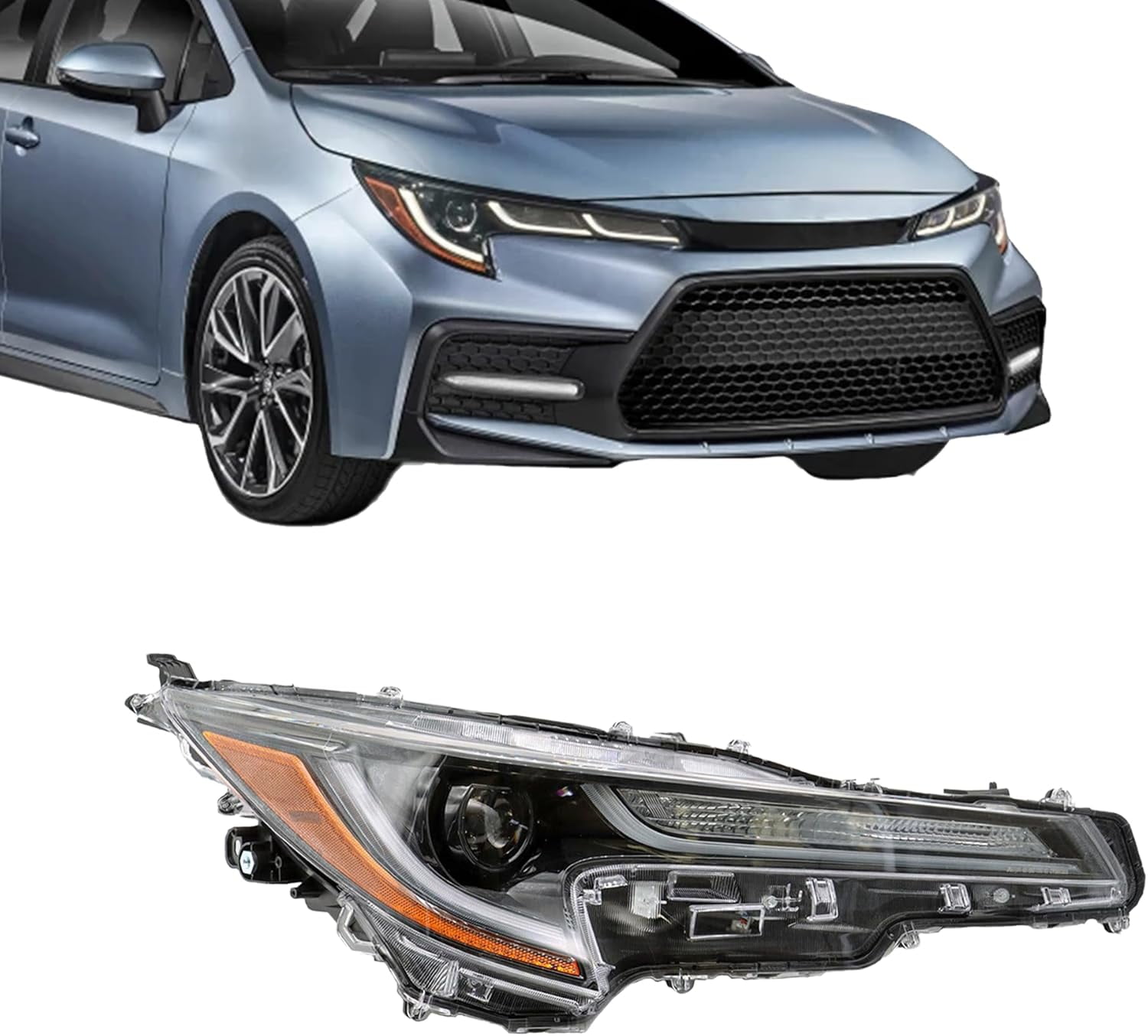 PartsFlow For 2020 2021 2022 Toyota Corolla L LE SE XLE XSE Front Right Passenger Side LED ...