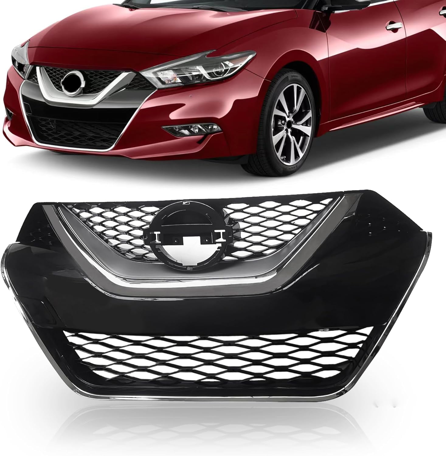 PartsFlow Front Bumper Grille Black With Chrome Mesh Grill For 2016 ...