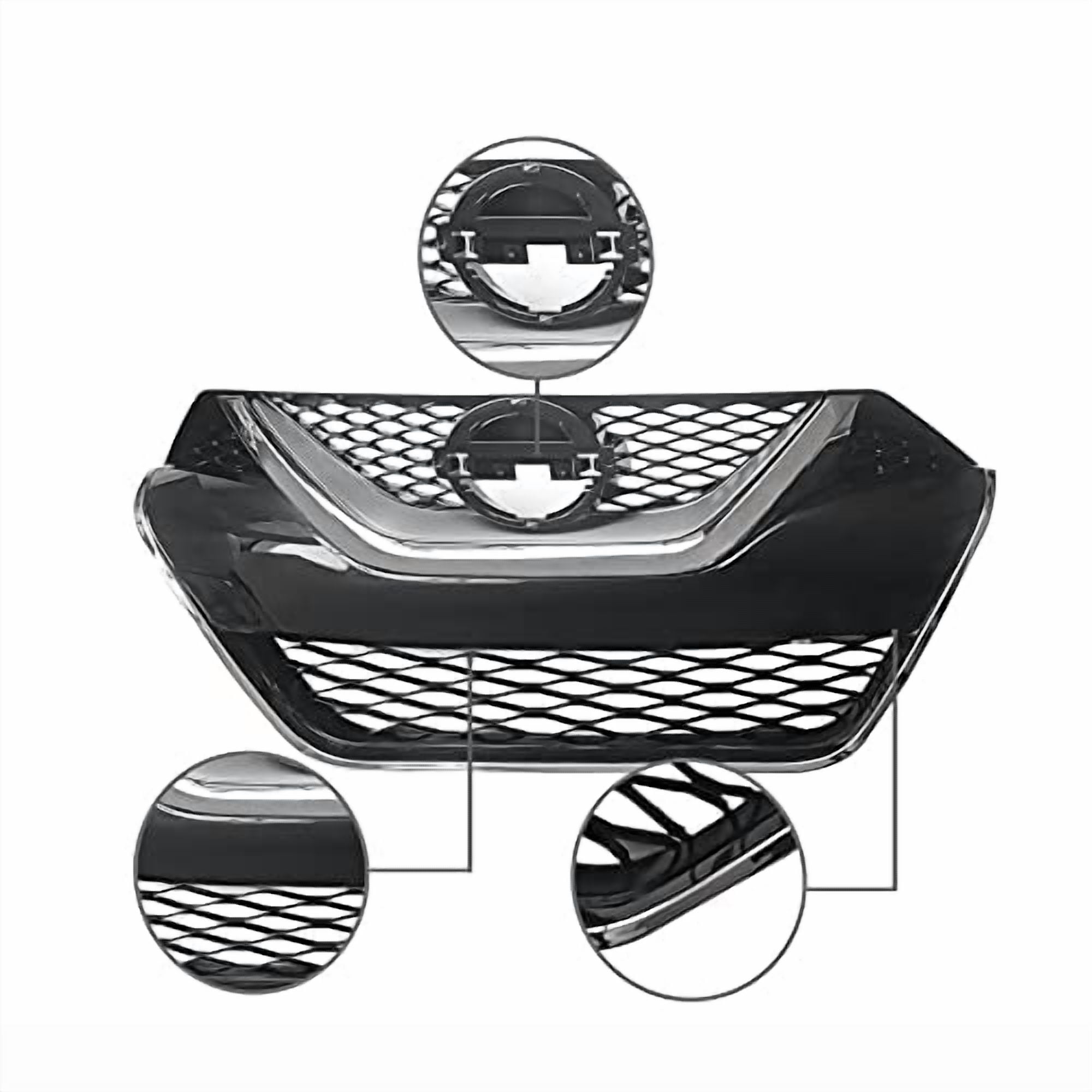 PartsFlow Front Bumper Grille Black With Chrome Mesh Grill For 2016 ...