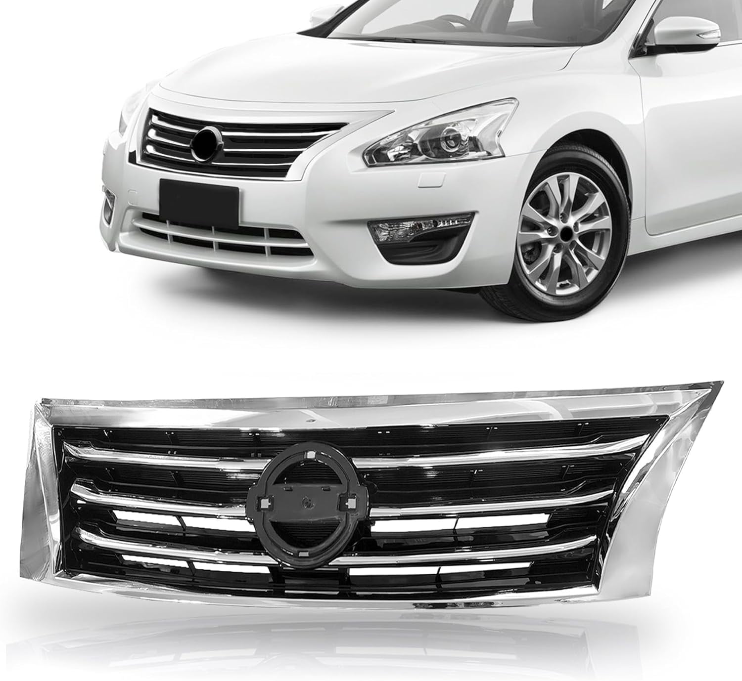 PartsFlow Front Bumper Grille Black With Chrome Trim Grill For 2013 ...