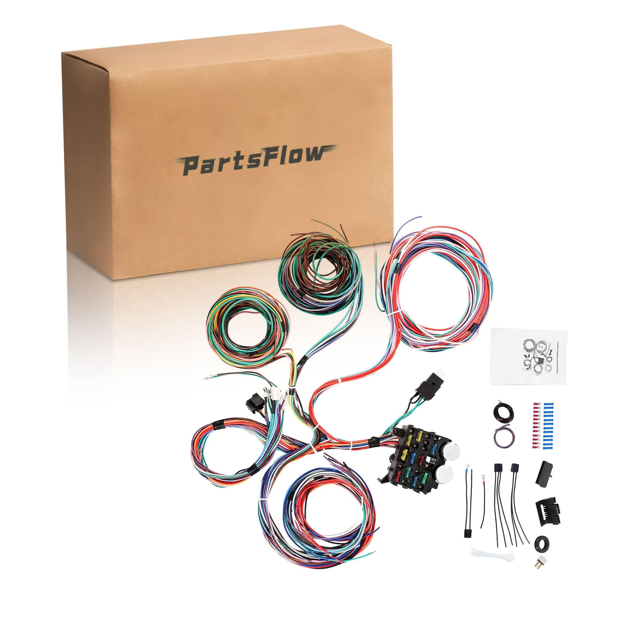 PartsFlow Universal Extra Long 12 Circuit Wiring Harness Street Hot Rod ...